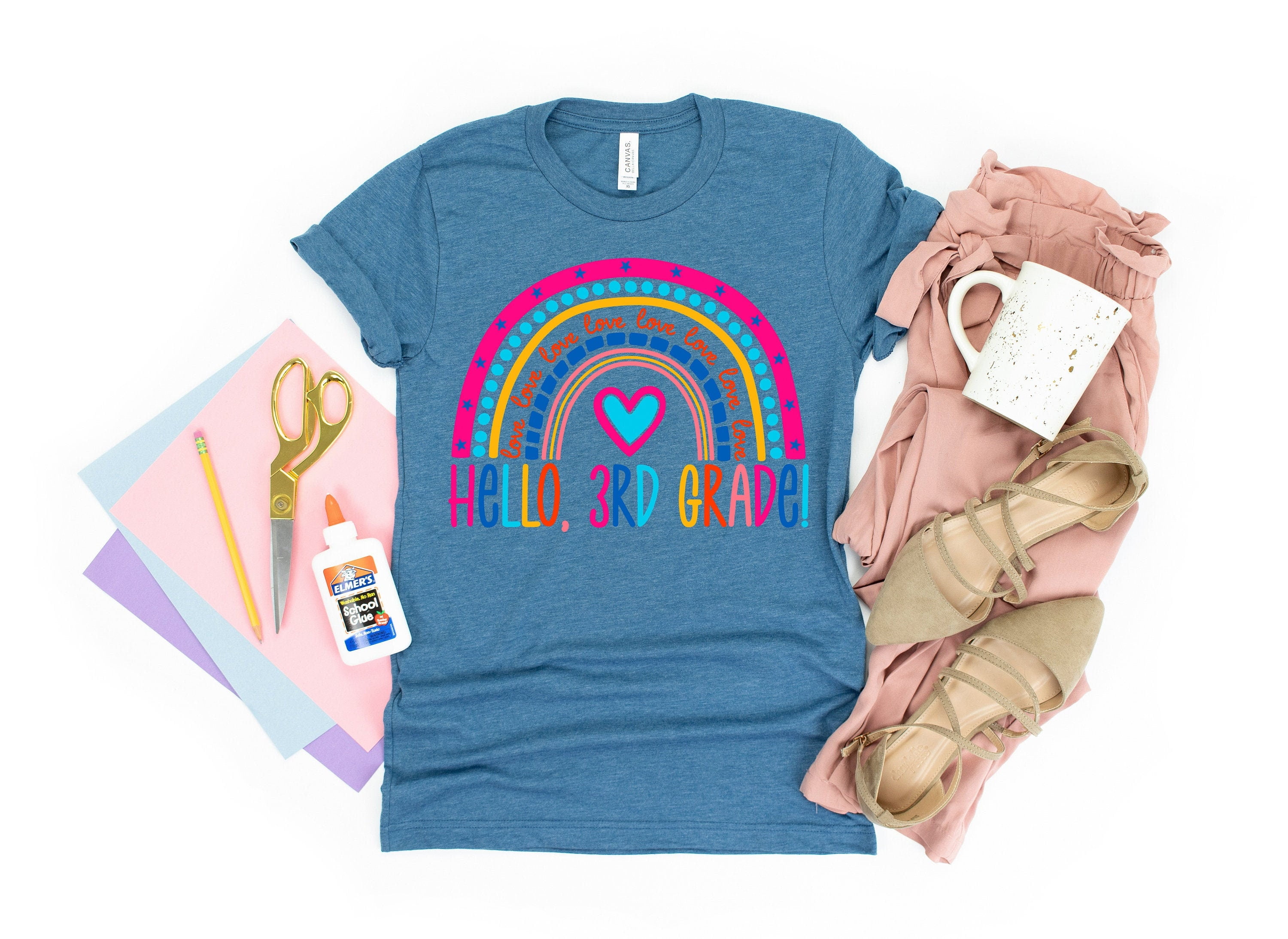 Hello 3rd Grade Shirt Kindergarten Rainbow Shirt Back To School Shirt ...