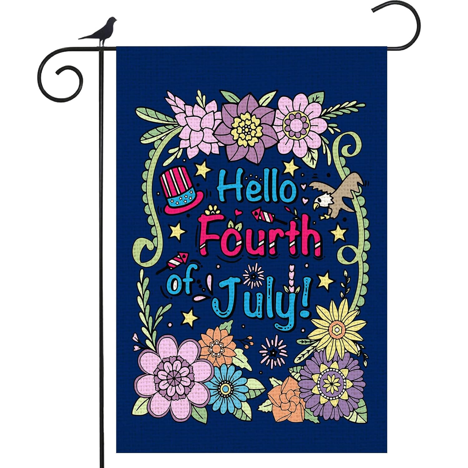 Hello 4th of July Patriotic Garden Flag Double Sided Outside Decor ...