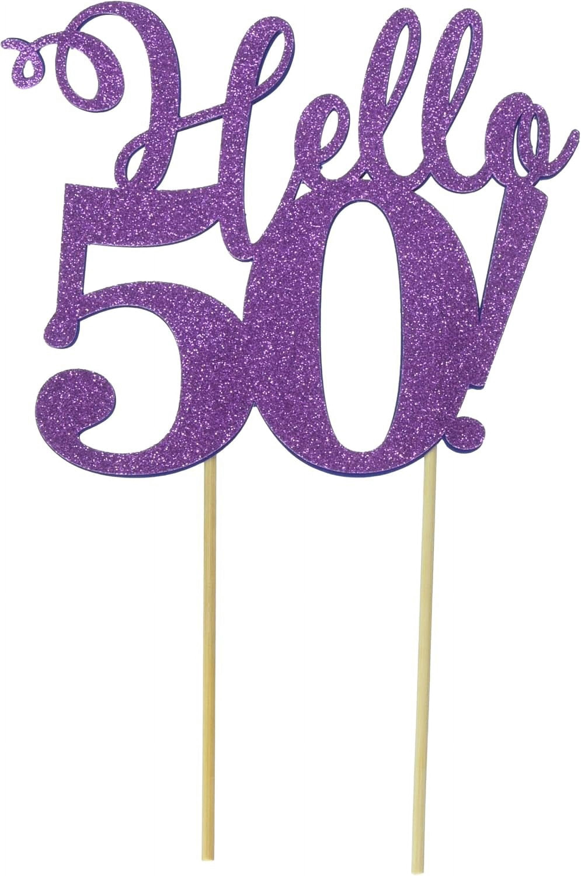 Hello 50! Cake Topper,1pc, 50th Birthday Decoration, Party Decor ...