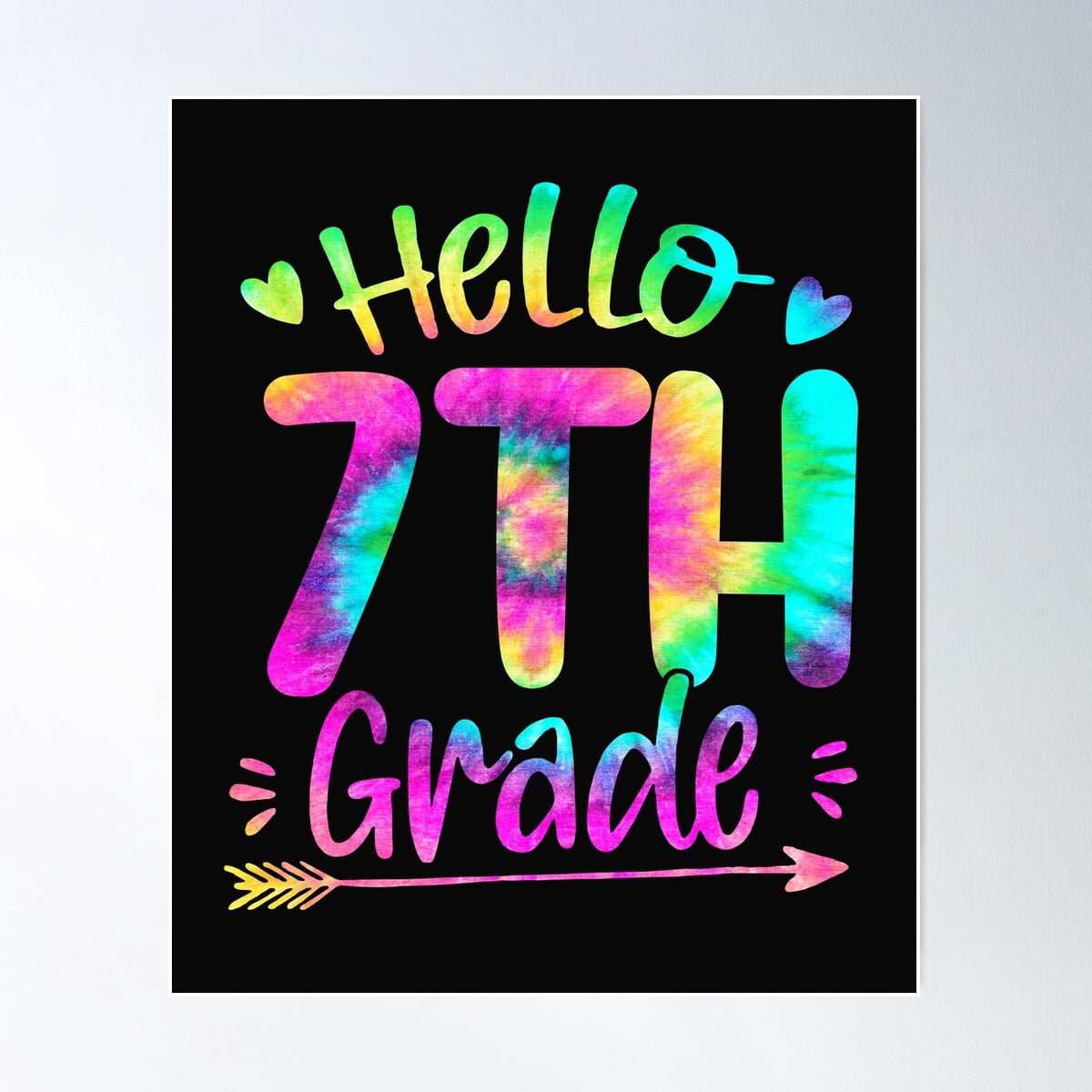 Hello 7Th Grade Tiedye Color Poster Wall Art, Modern Wall Decor For ...