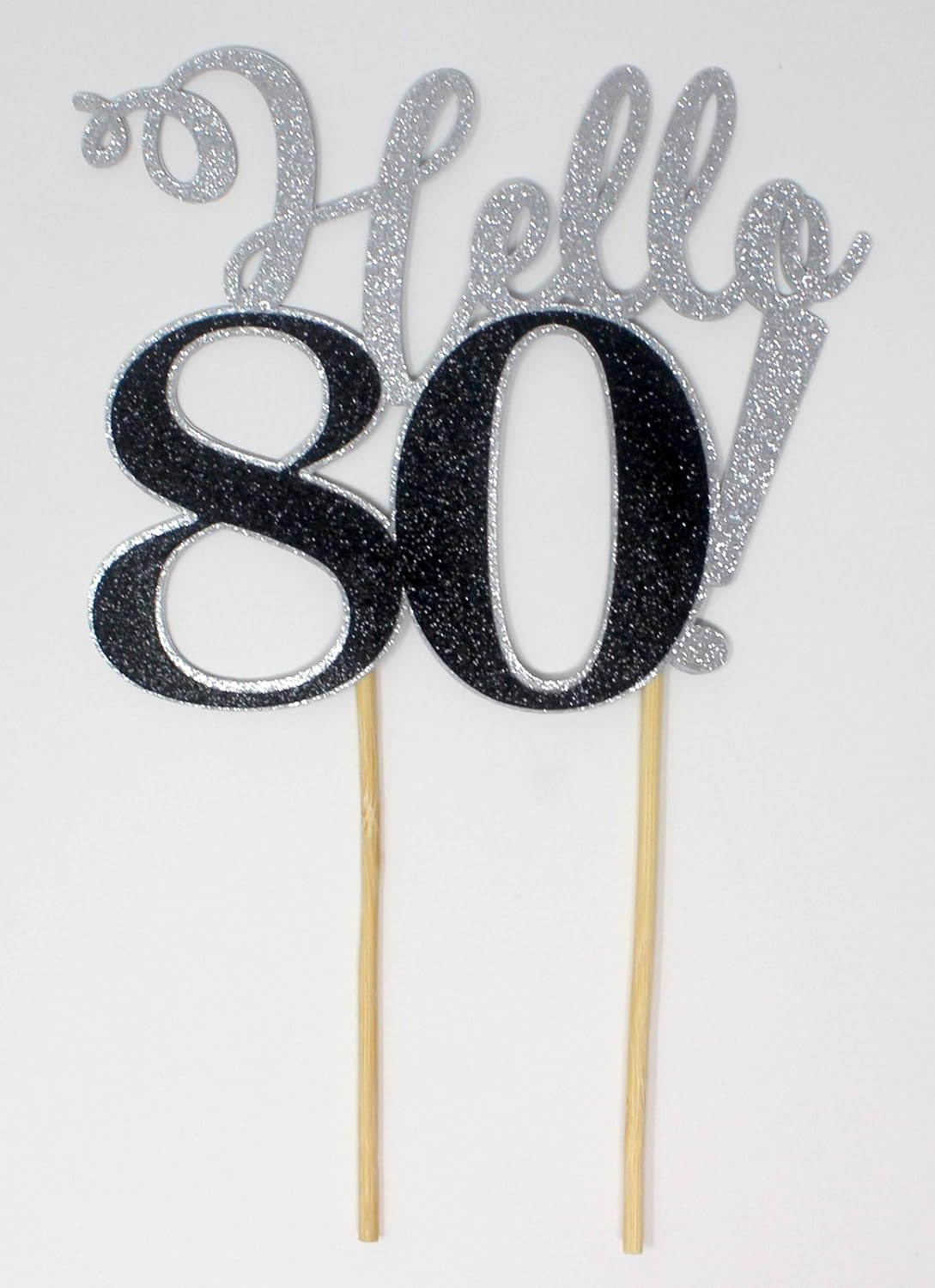 Hello 80! Cake Topper, 1pc, 80th Birthday, Party Decor, Glitter Topper ...