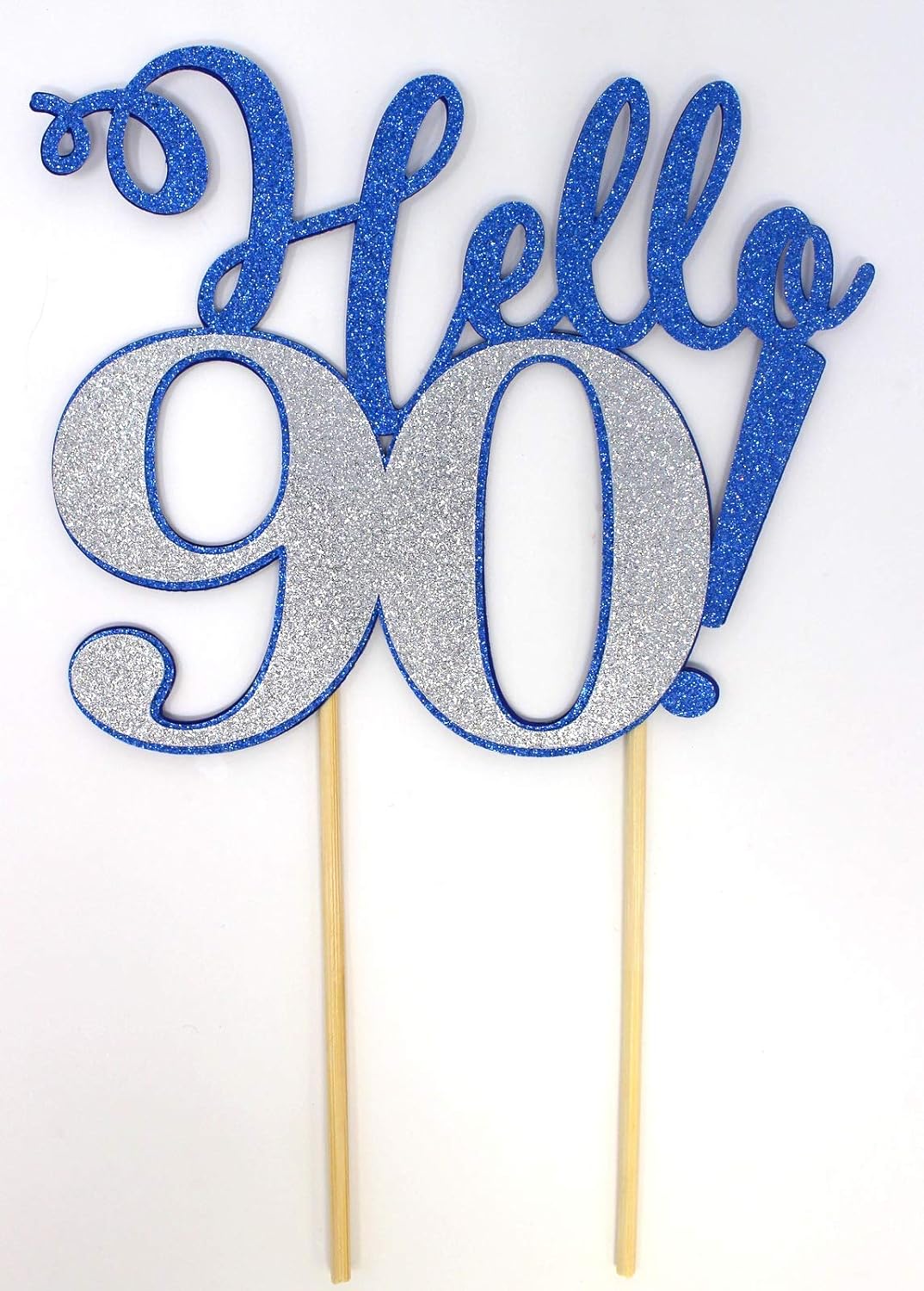Hello 90! Cake Topper,1Pc, 90Th Birthday, Party Decor, Glitter Topper ...