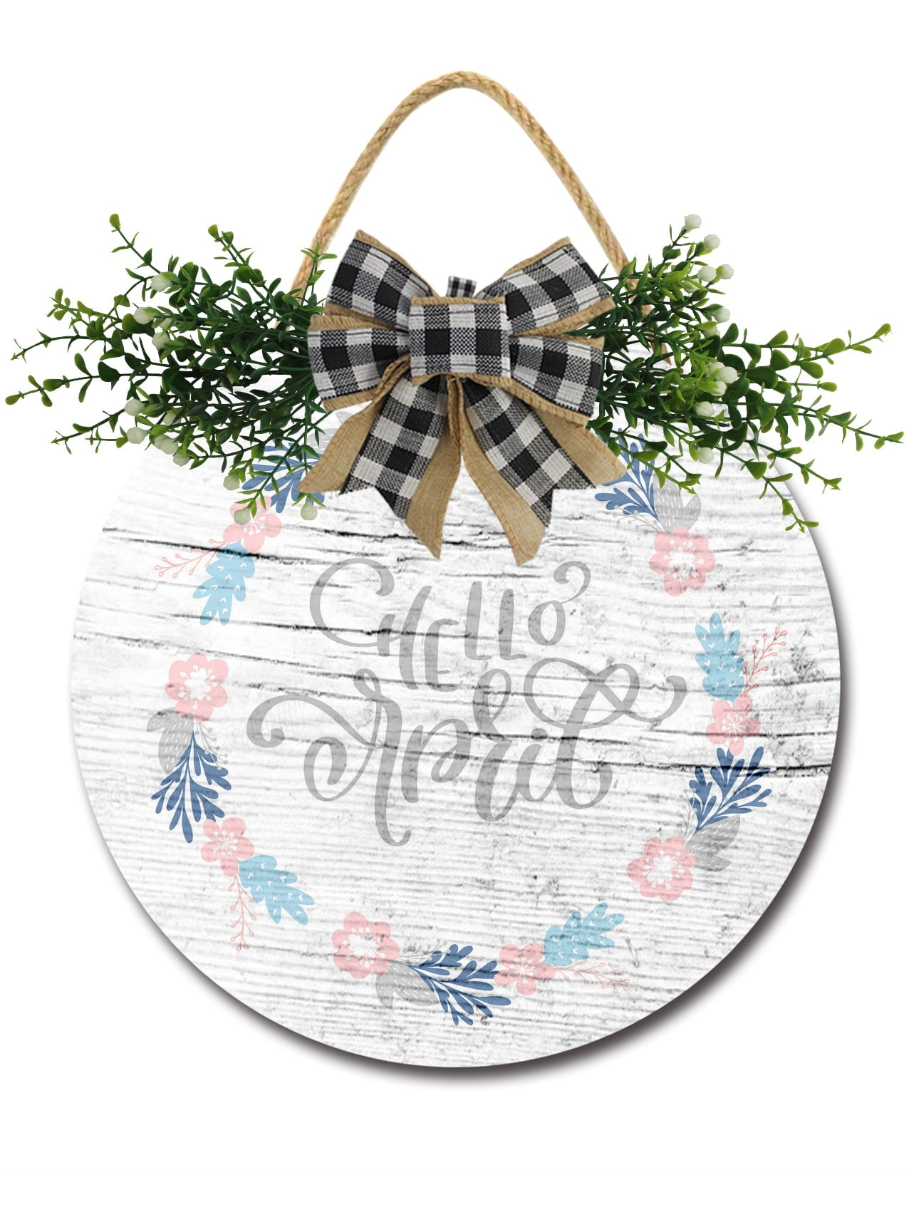 Hello April Front Door Sign Funny Wreaths Hanging Wooden Plaque ...