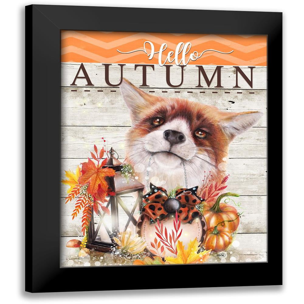 Hello Autumn - Autumn Greetings Fox 12x14 Black Modern Framed Museum ...