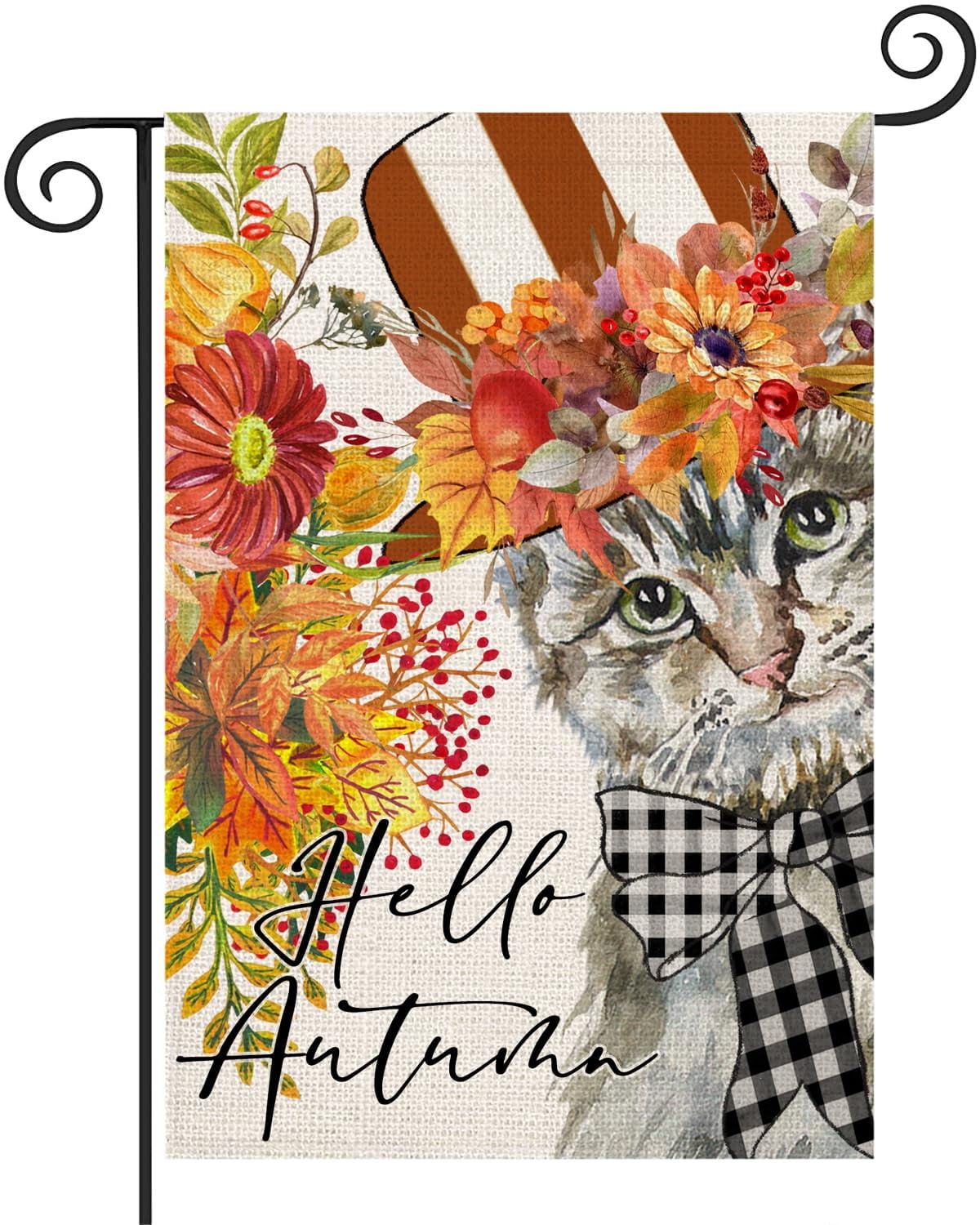 Hello Autumn Garden Flag Vertical Double Sided, Fall Seasonal Lovely ...