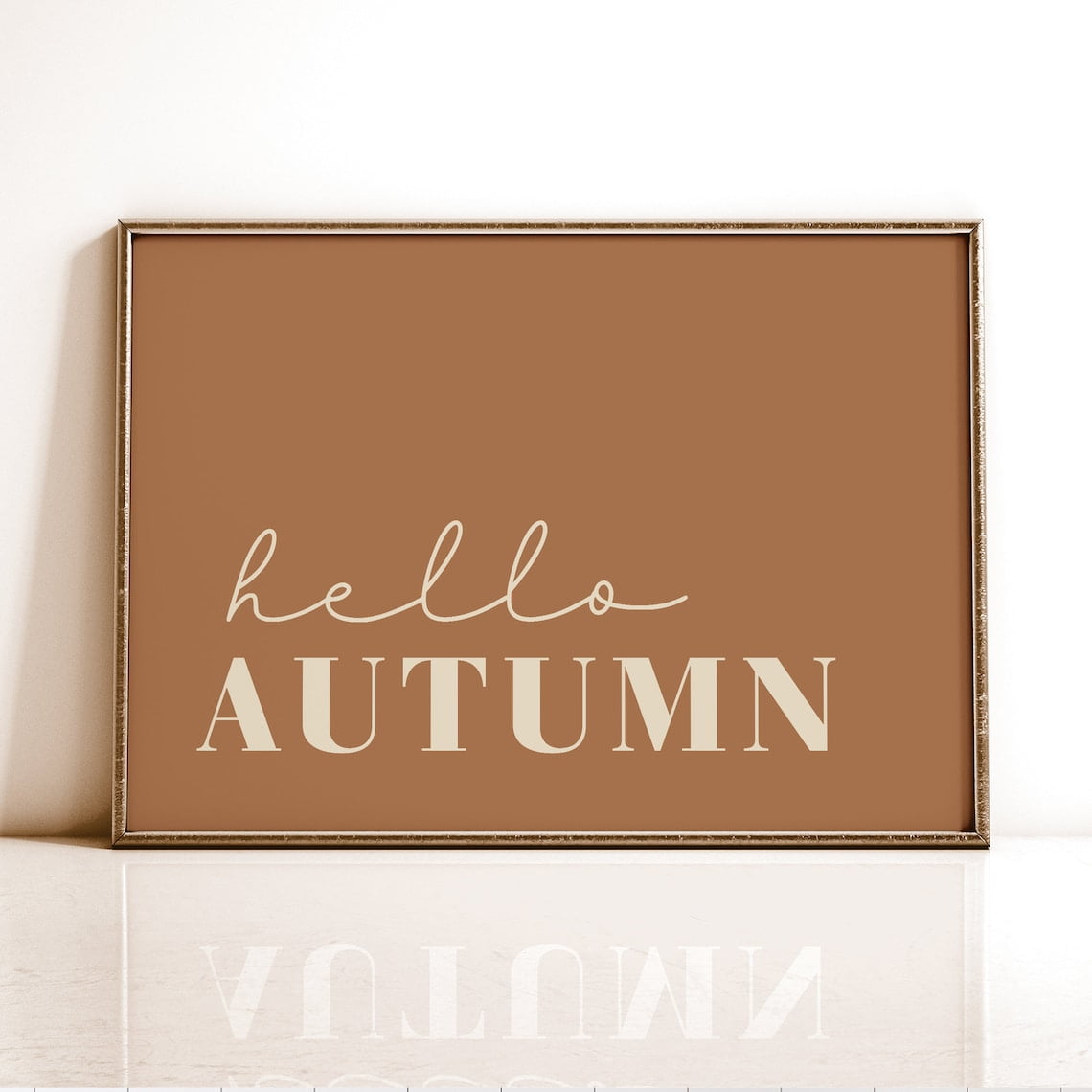 Hello Autumn Printable Art Fall Sign, Autumn Print, Fall Decor, Modern, Dark Orange Fall Saying ...
