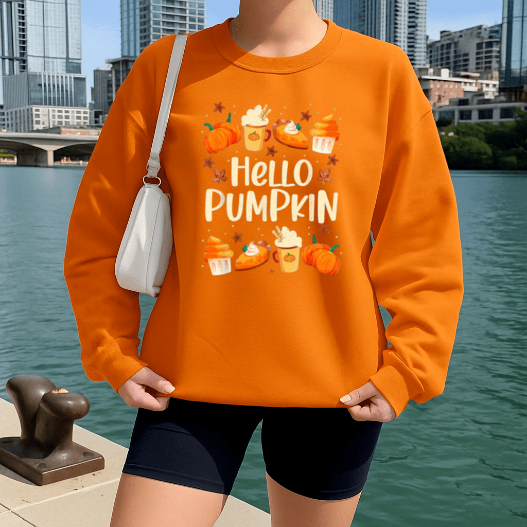 Hello Autumn Pumpkin Spice Coffee Latte Leaves Fall Season Cozy Graphic ...