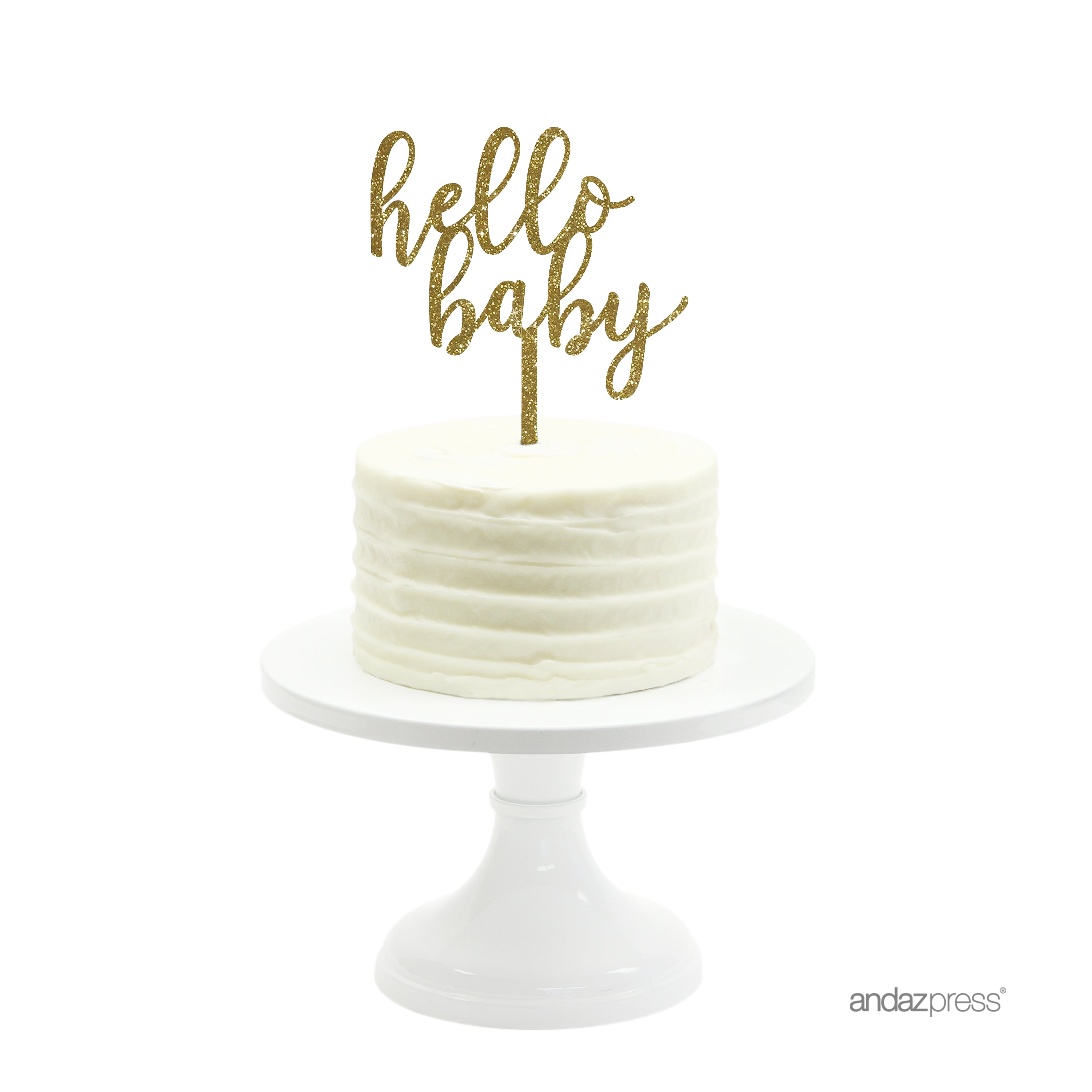 Hello Baby Baby Gold Glitter Baby Shower Acrylic Cake Topper - Walmart.com