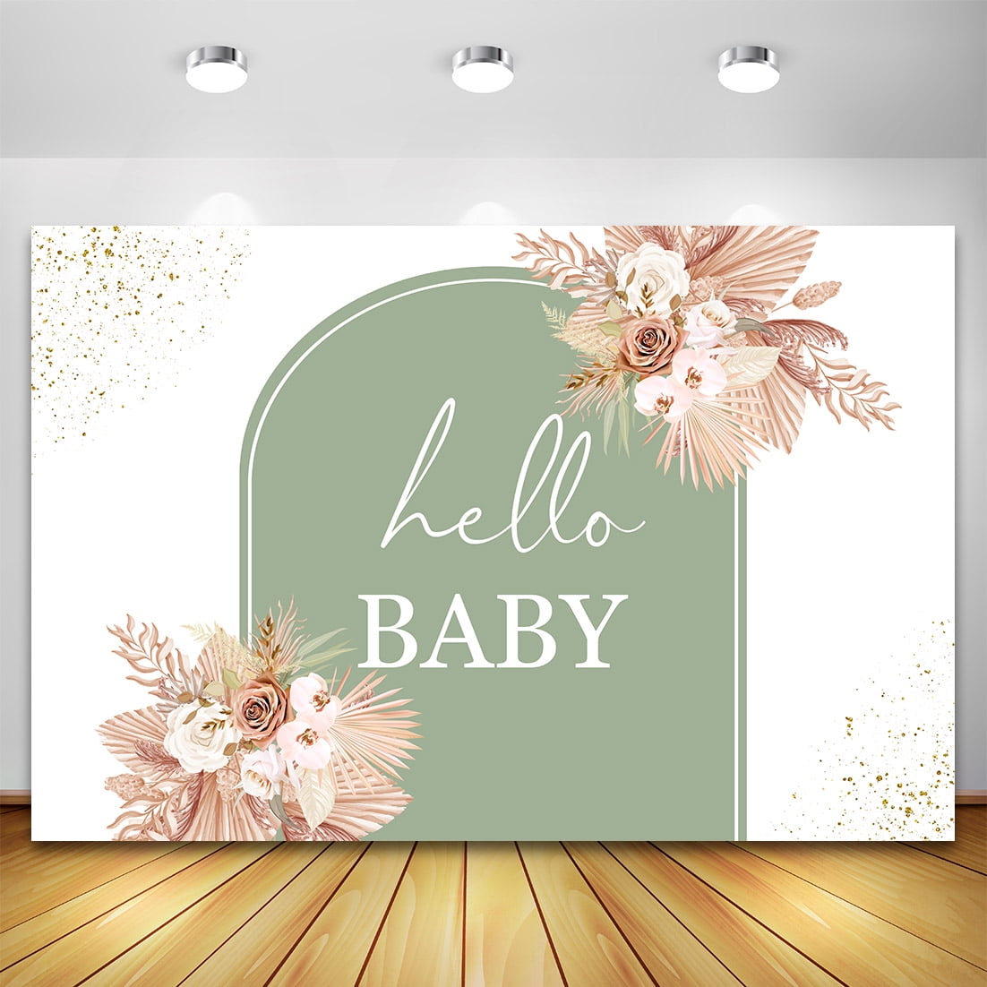 Hello Baby Birthday Backdrop Pampas Grass Birthday Party Banner ration ...