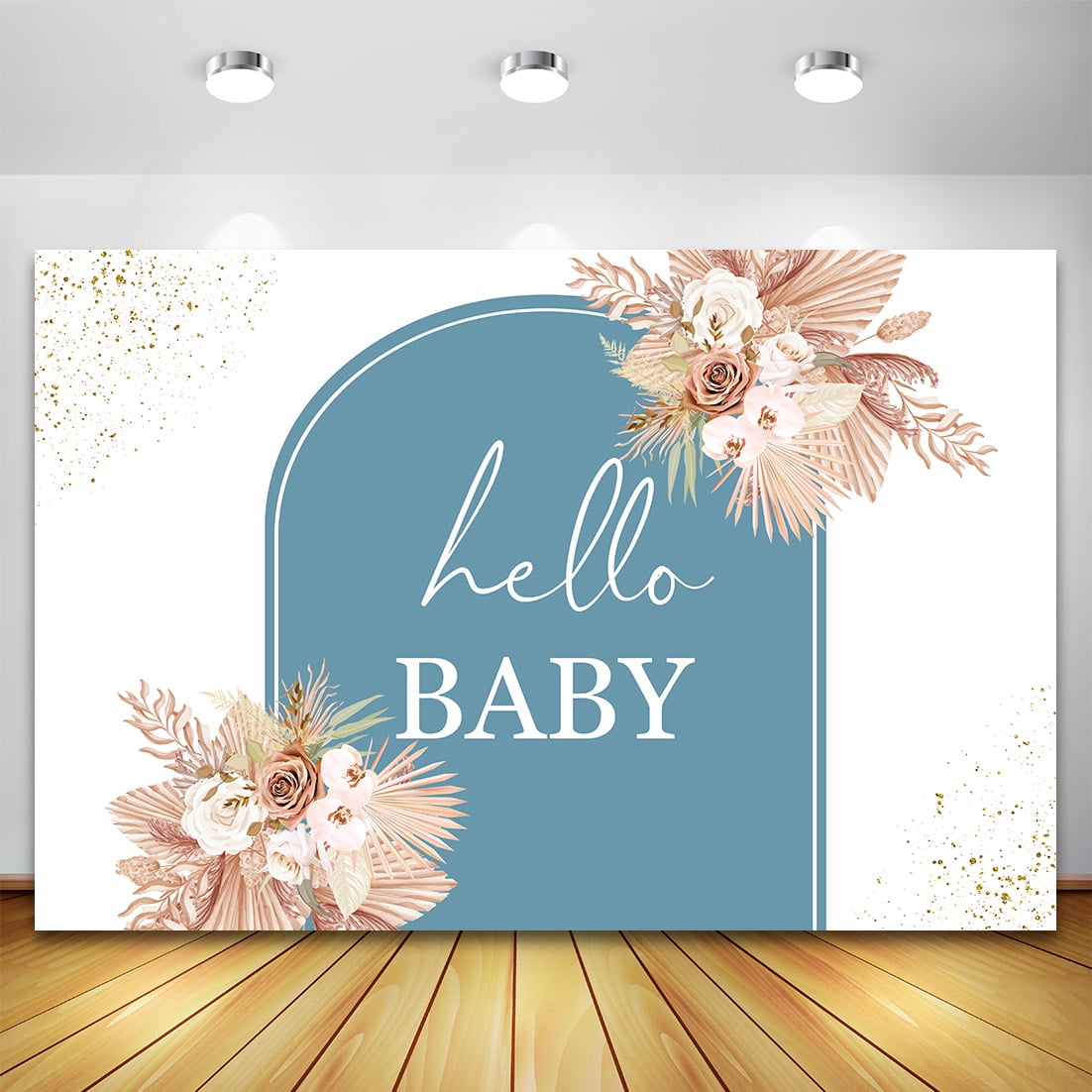 Hello Baby Birthday Backdrop Pampas Grass Birthday Party Banner ration ...