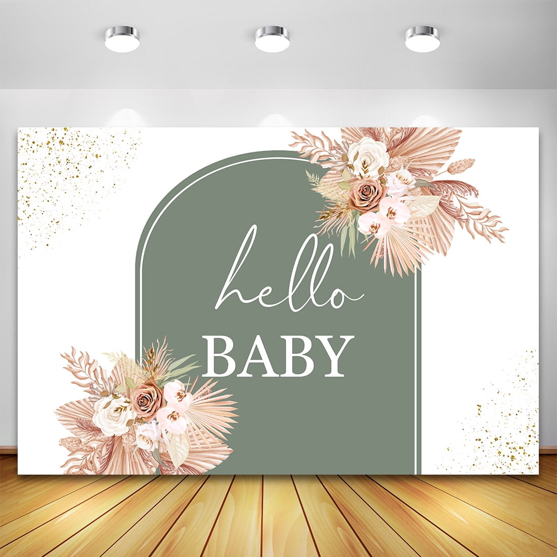 Hello Baby Birthday Backdrop Pampas Grass Birthday Party Banner ration ...