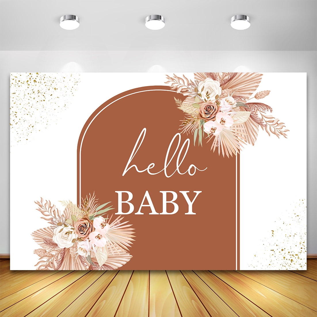 Hello Baby Birthday Backdrop Pampas Grass Birthday Party Banner ration ...