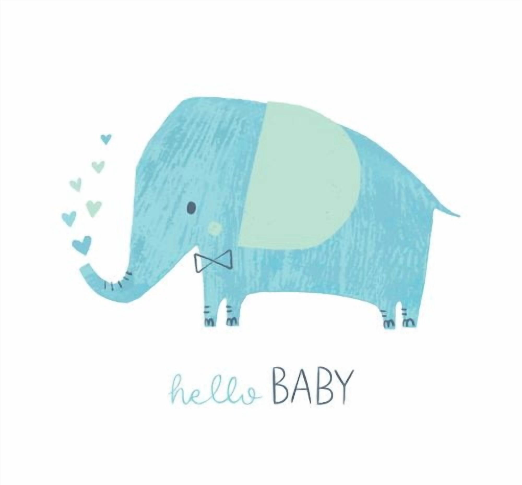 Hello Baby Blue Elephant With Bowtie Gender Reveal Baby Shower Theme ...