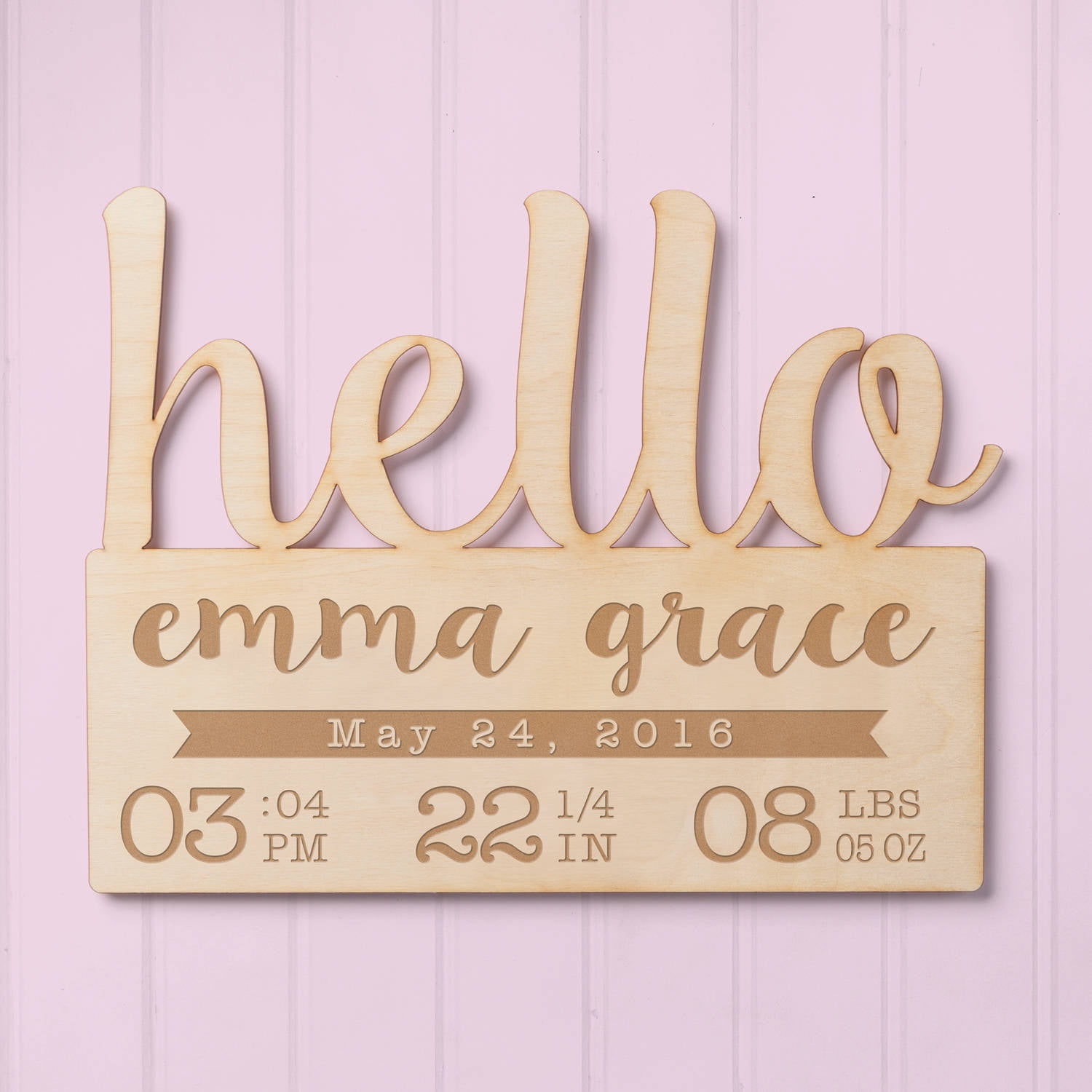 Personalized Planet Hello Baby Wood Plaque for Nursery with Name and ...
