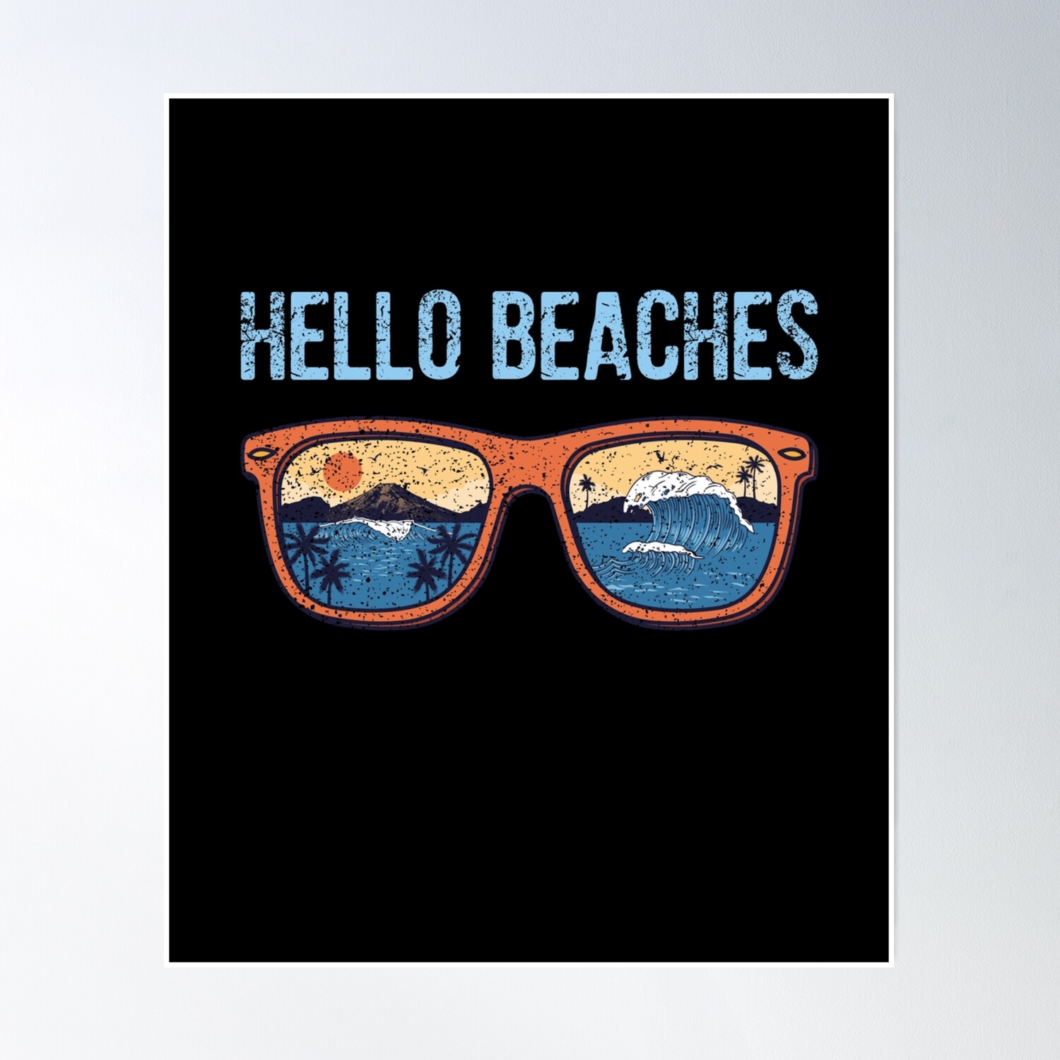 Hello Beaches Poster Wall Art, Modern Wall Decor, 12x18 UNFRAMED ...