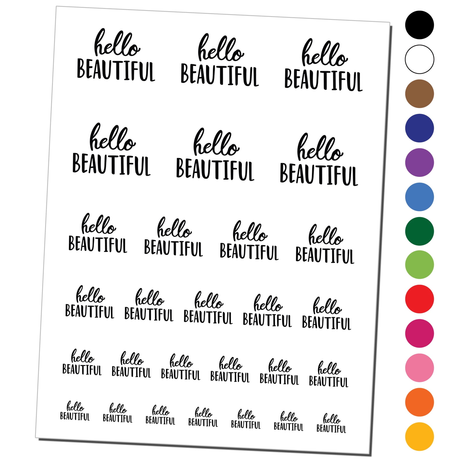 Hello Beautiful Fun Text Water Resistant Temporary Tattoo Set Fake Body ...