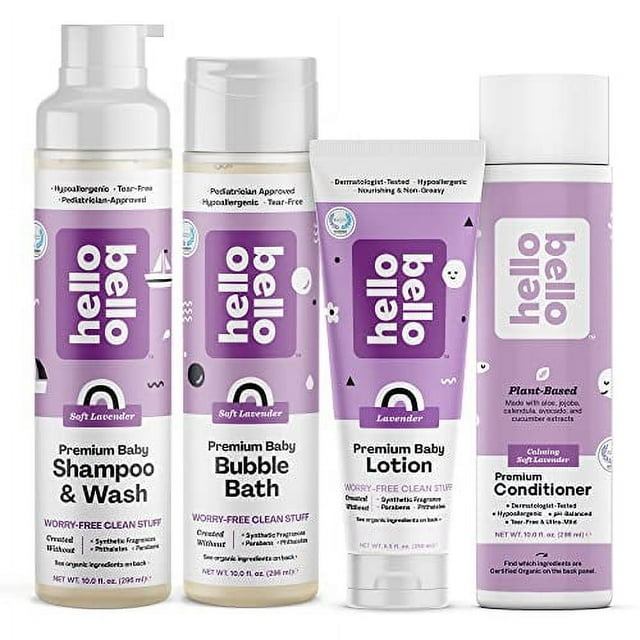 Hello Bello Baby Lavender Bath & Bedtime Bundle | Bubble Bath, Shampoo ...
