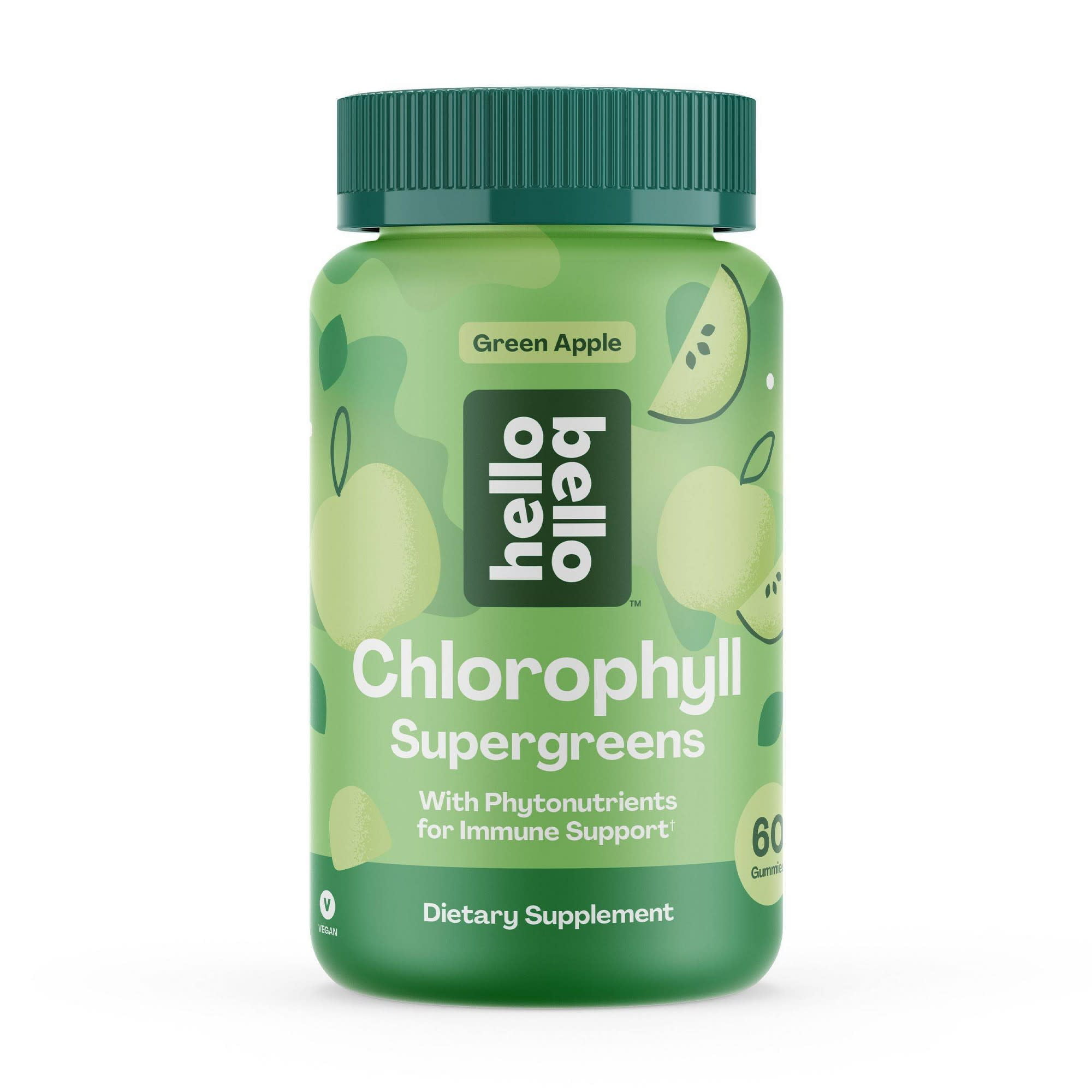 Hello Bello Chlorophyll Supergreens, Vegan Gummy Vitamins, Green Apple ...