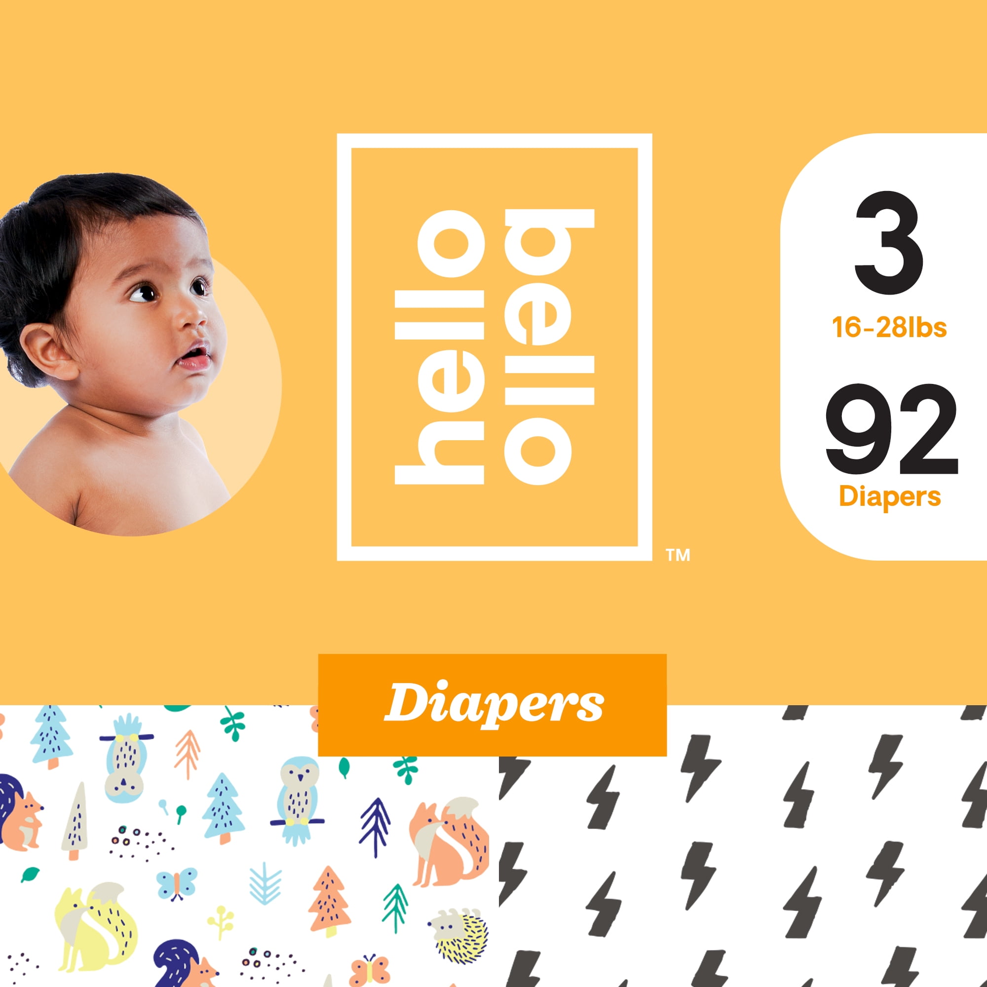 Hello Bello Baby Diapers, Club Box, Size 3, 92ct, Bolt Babes & Woodland ...