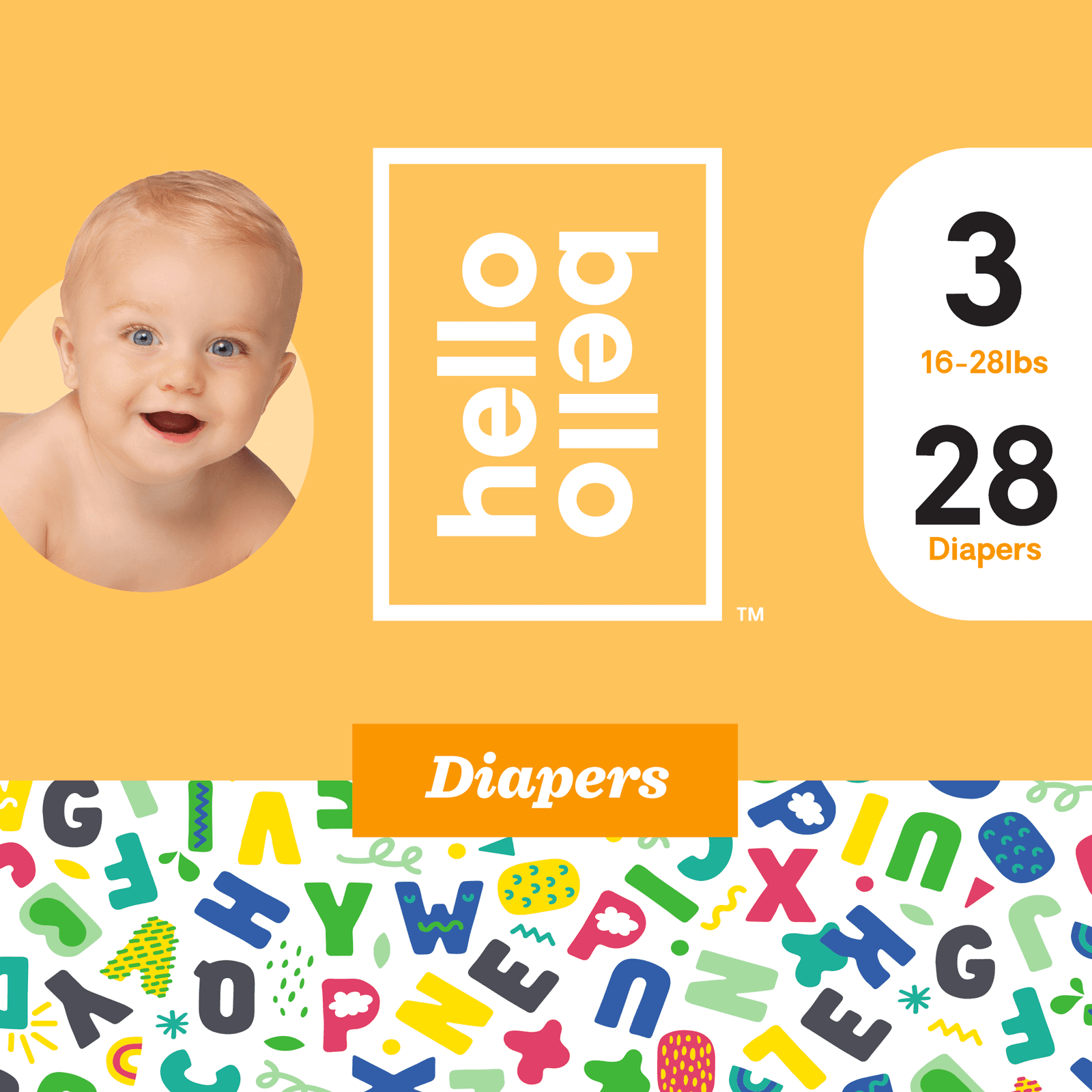 Hello Bello - Baby Diapers, Alphabet Special, Size 3 for 16/28lb - 1-28 ...