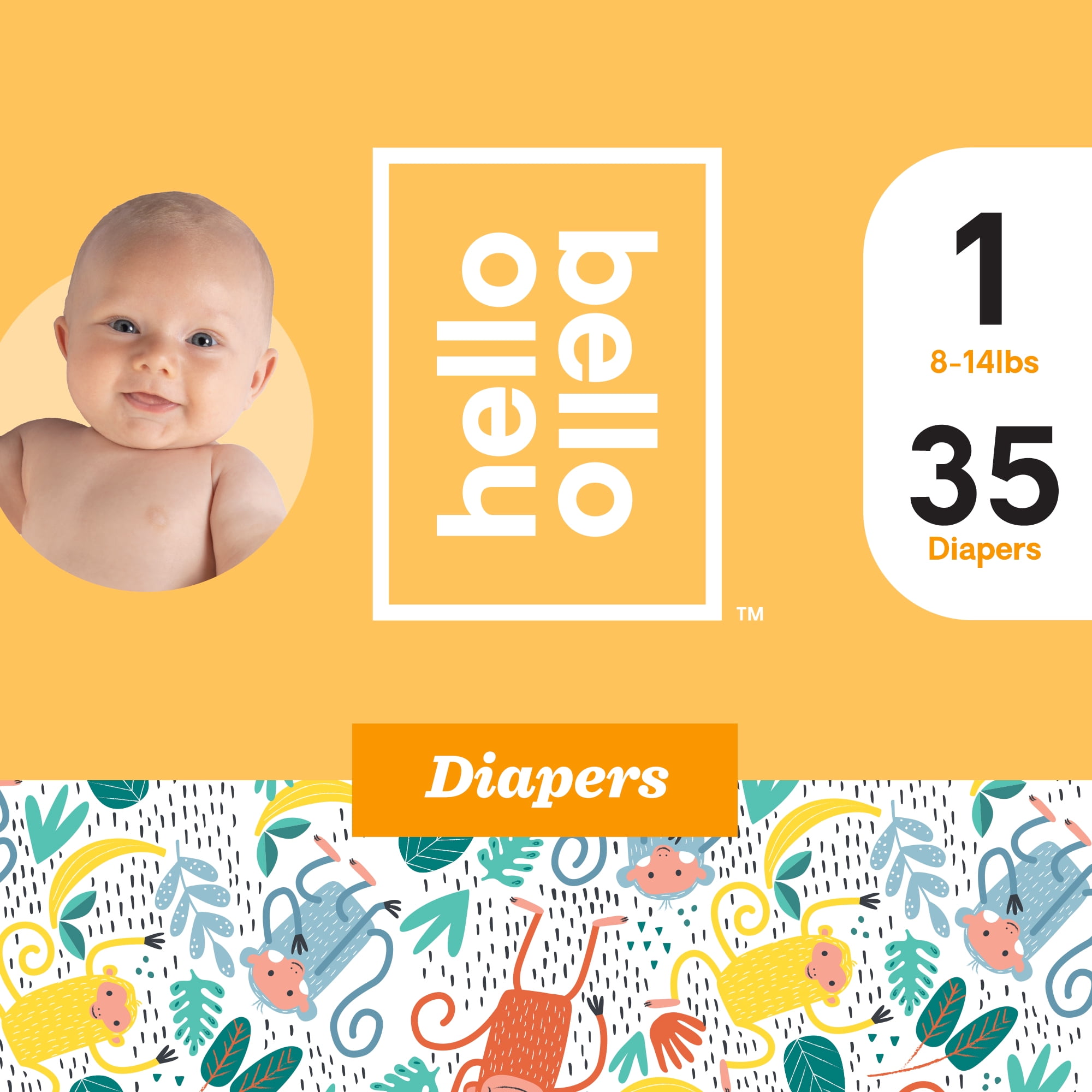 Hello Bello Diapers - Goin' Bananas - Size 1 (35ct) - Walmart.com