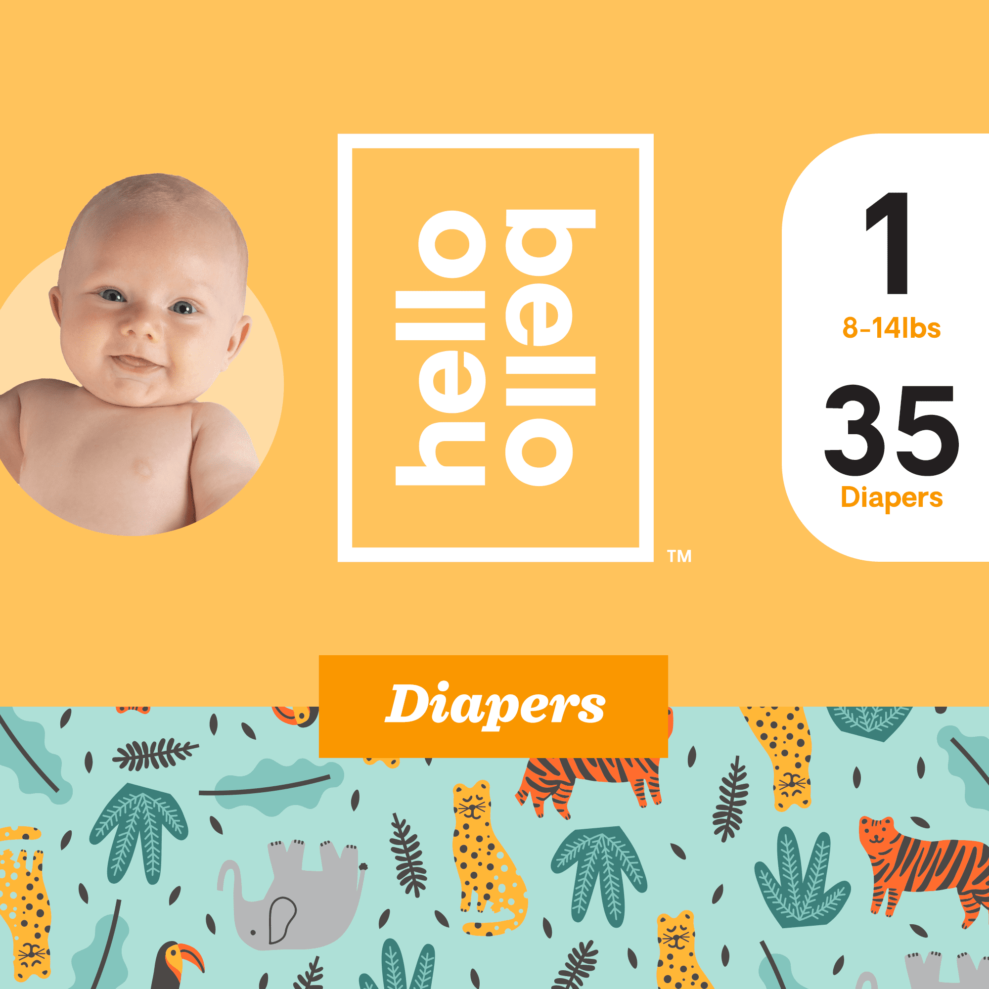 Hello Bello Diapers Jumbo Pack - Wild Things - Size 1 (35ct) - Walmart.com