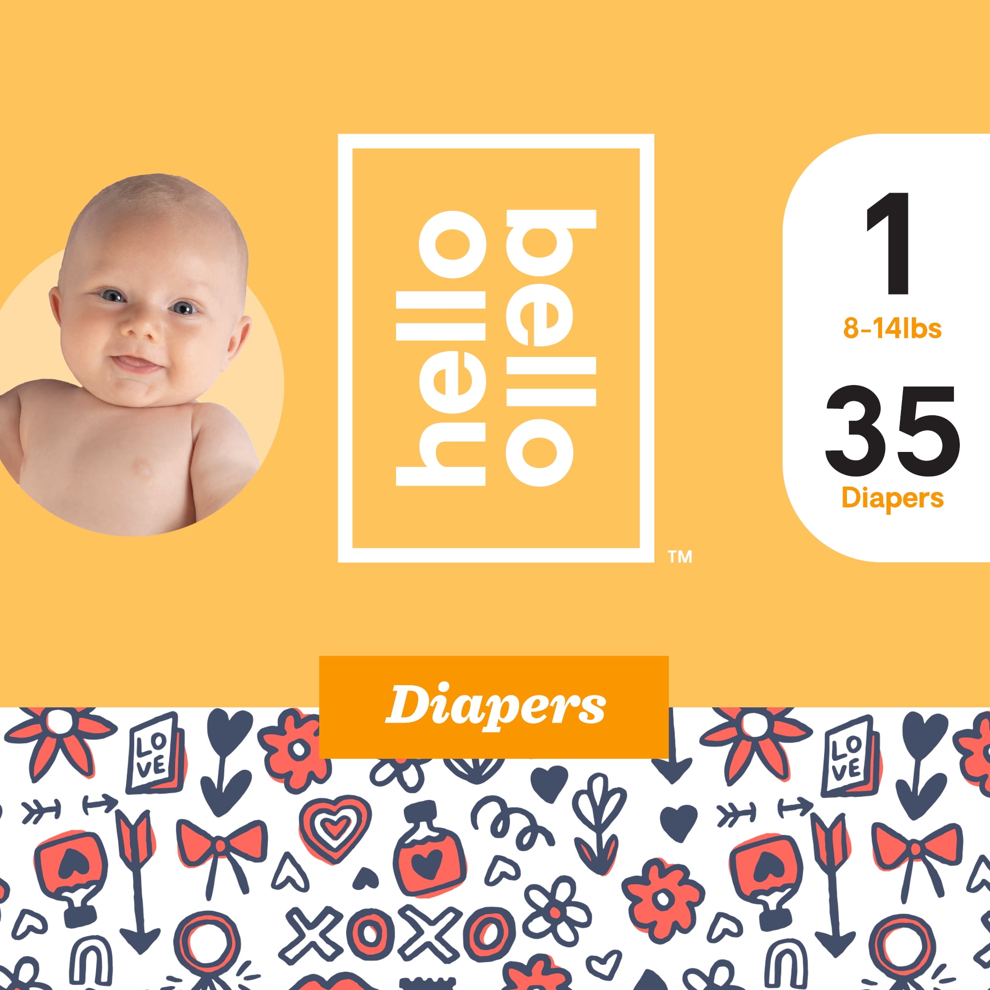 Hello Bello Diapers - Lovebirds - Size 1 (35ct) - Walmart.com