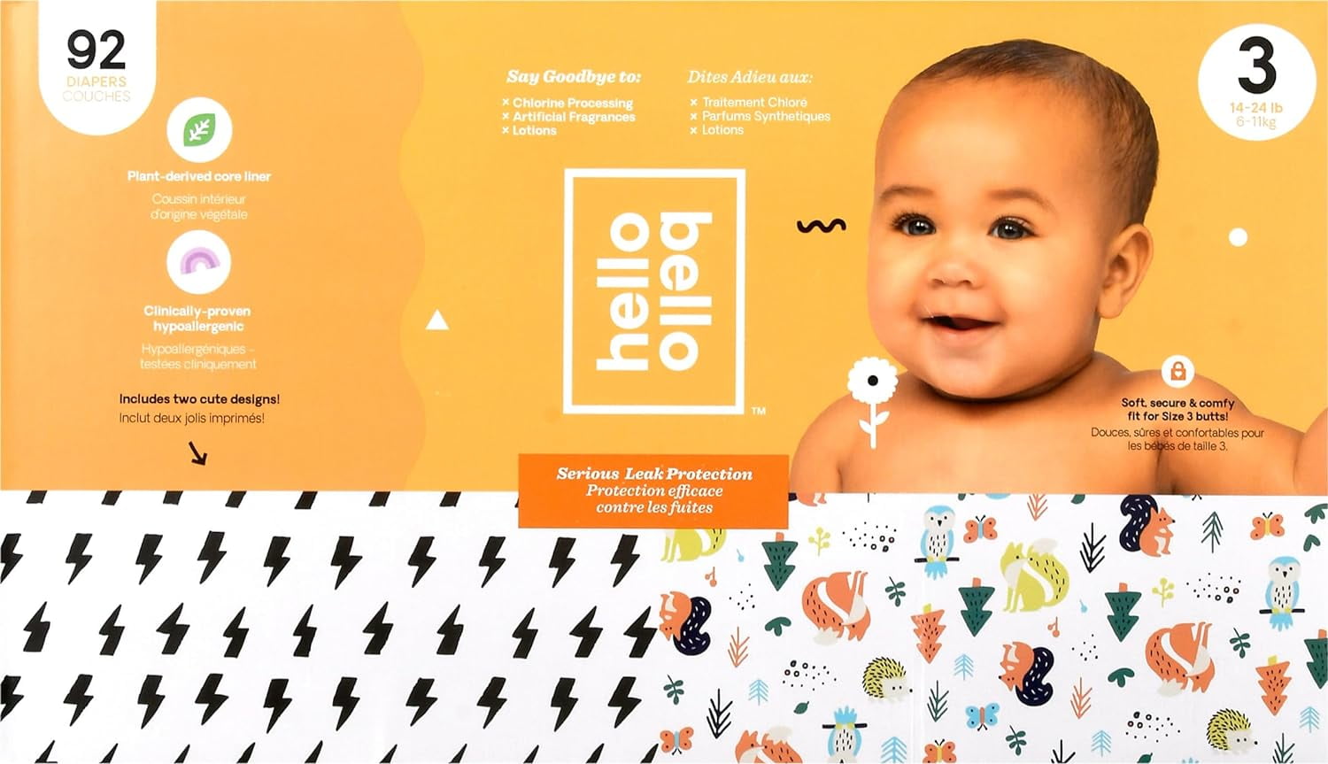 Hello Bello Diapers, Size 3 (14-24 lbs) - 92 Count of Premium ...