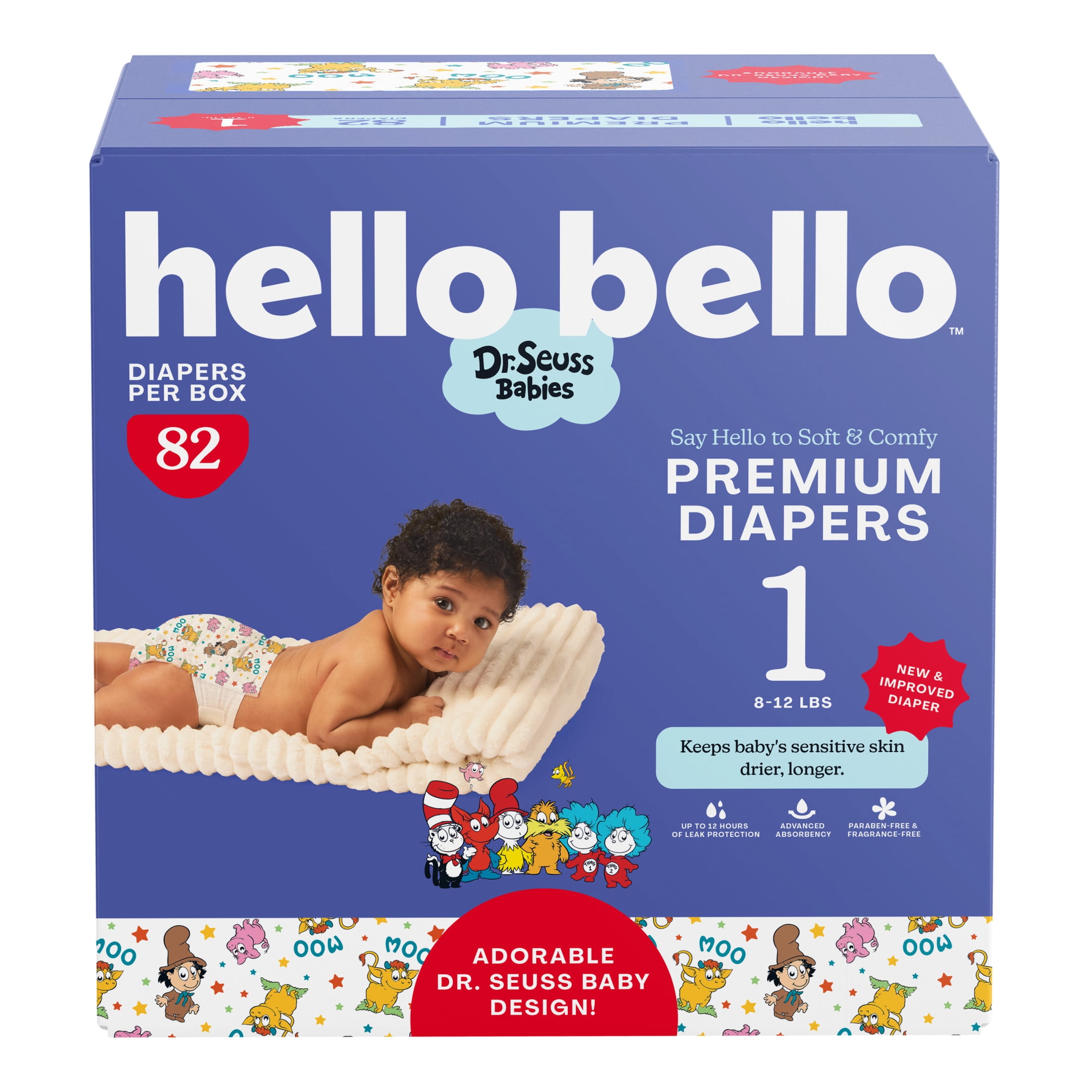 Hello Bello Dr. Seuss Babies Diapers Club Box - Size 1, 82 Count ...