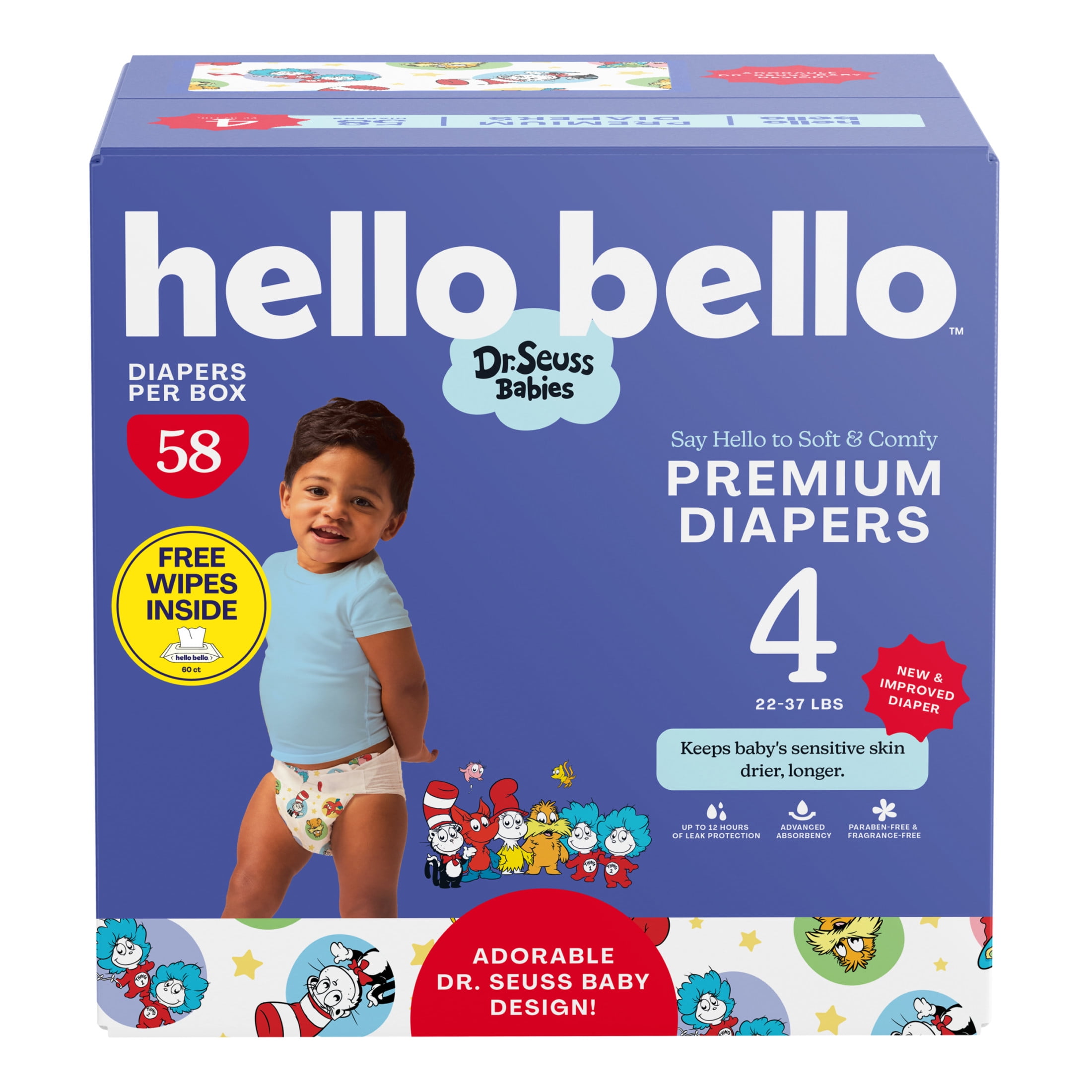 Hello Bello Premium Dr. Seuss Babies Diapers Club Box with Bonus Wipes ...