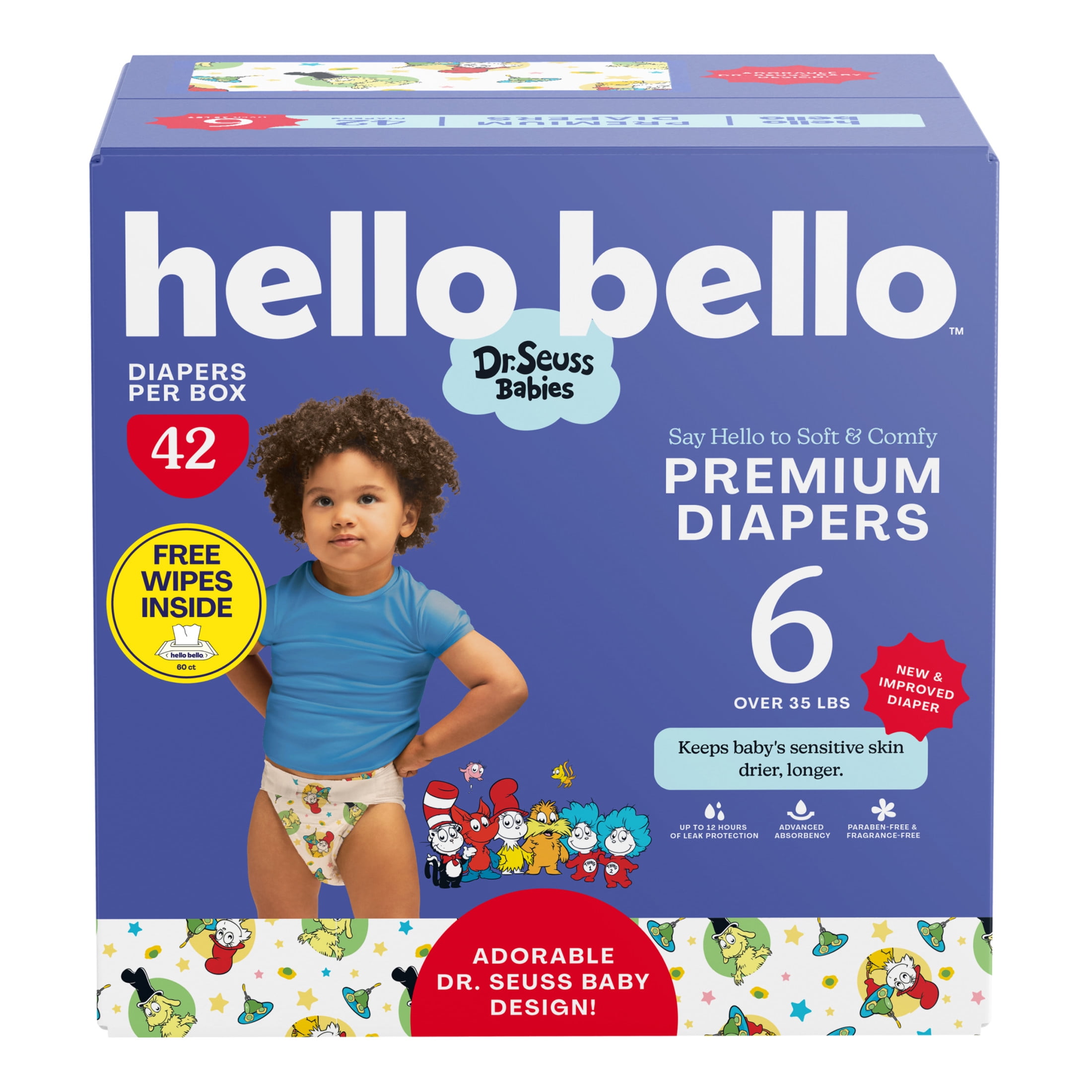 Hello Bello Premium Dr. Seuss Babies Diapers Club Box with Bonus Wipes ...