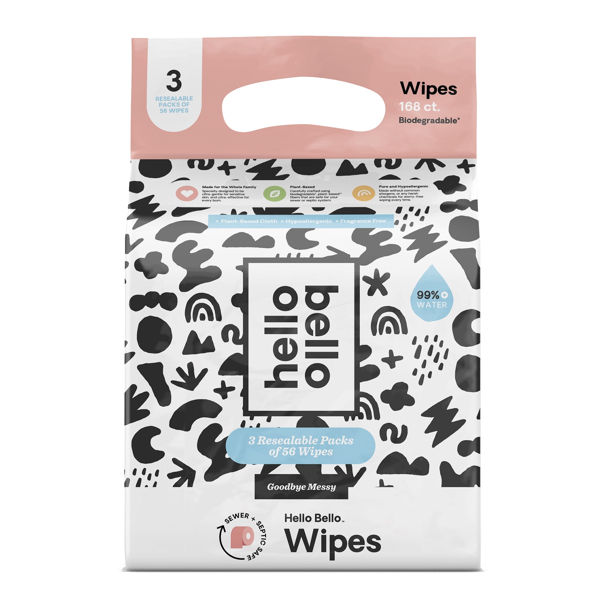 Hello Bello Flushable Wipes 3PK (168ct) - Walmart.com