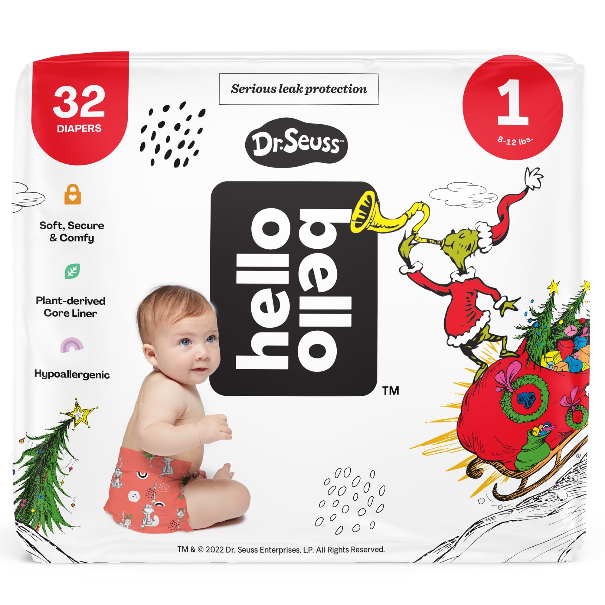 Hello Bello Limited Edition Grinch Holiday Diapers I Size 1, 32 Count ...
