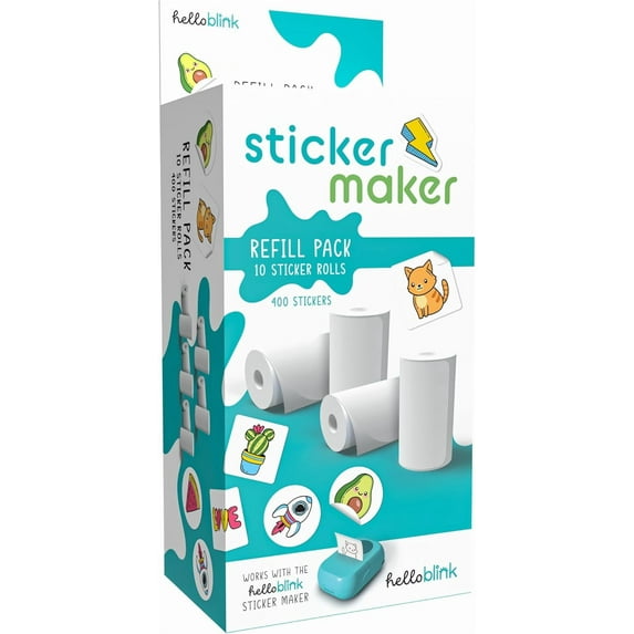 Hello Blink Sticker Maker Refill Pack – 10 Rolls: 5 Round, 5 Square ...