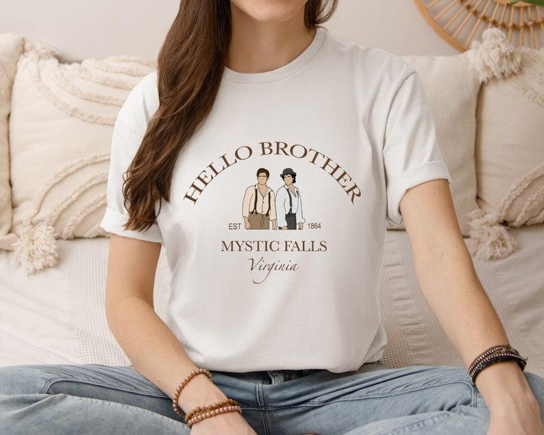 Hello Brother T-Shirt, Vampire Diaries Fan T-Shirt, Stefan And Damon ...