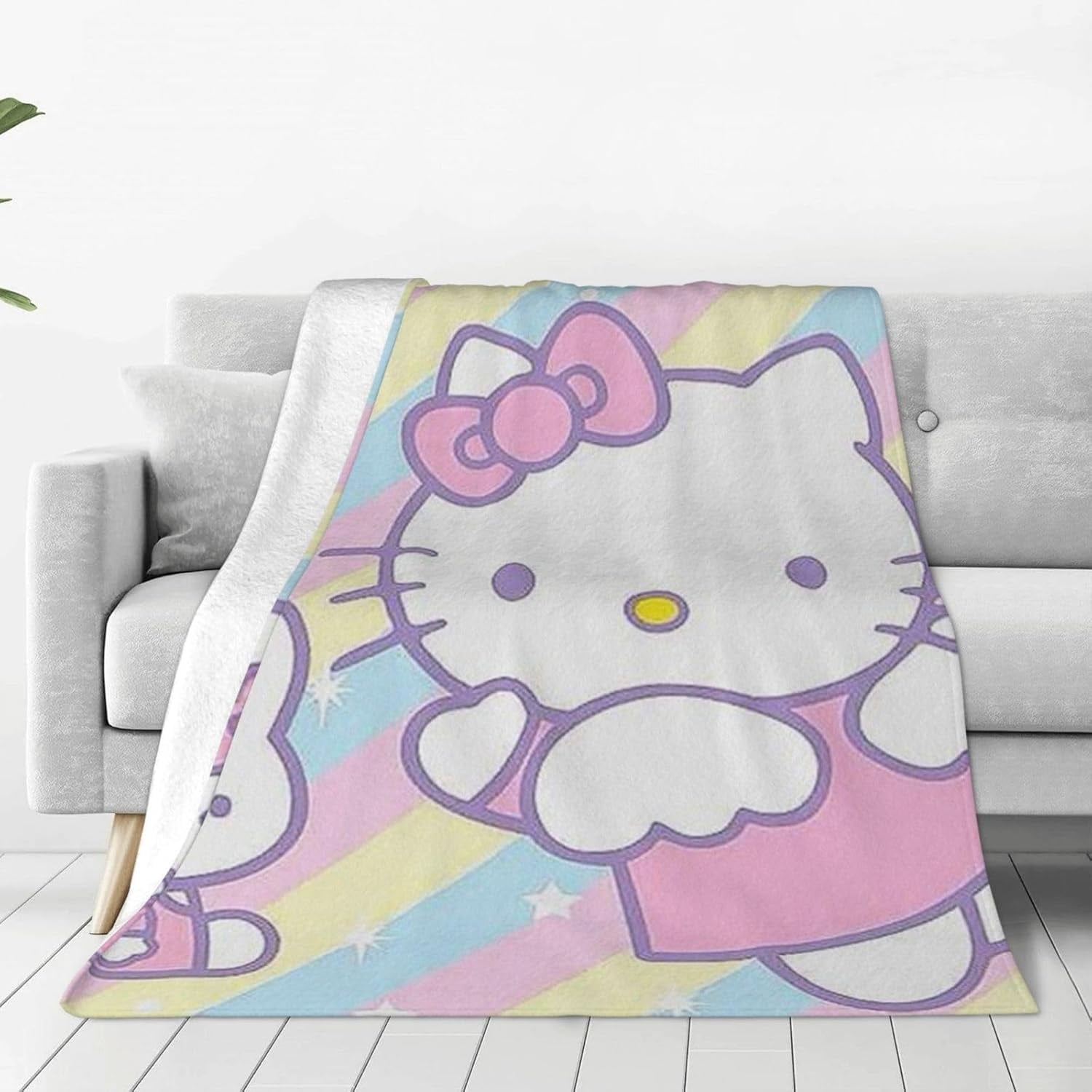 Hello Cat Kitty Cute Anime Blankets Hello Cat Kitty Soft Warm Fuzzy ...