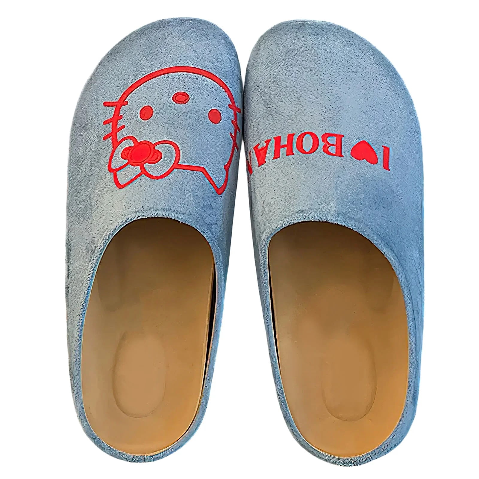 Hello Cat Women Suede Clogs Slippers Slip-on Mules Cork Footbed Sandals ...
