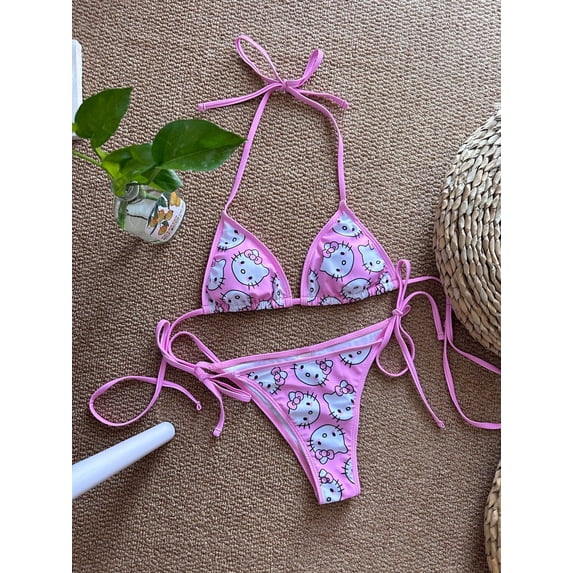 Hello Cat Women's High Waist Halter Bikini Set Two Piece Swimsuits ...