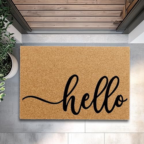 "Hello" Cursive Script Door Mat Coconut Coir Doormat Welcome Mat ...