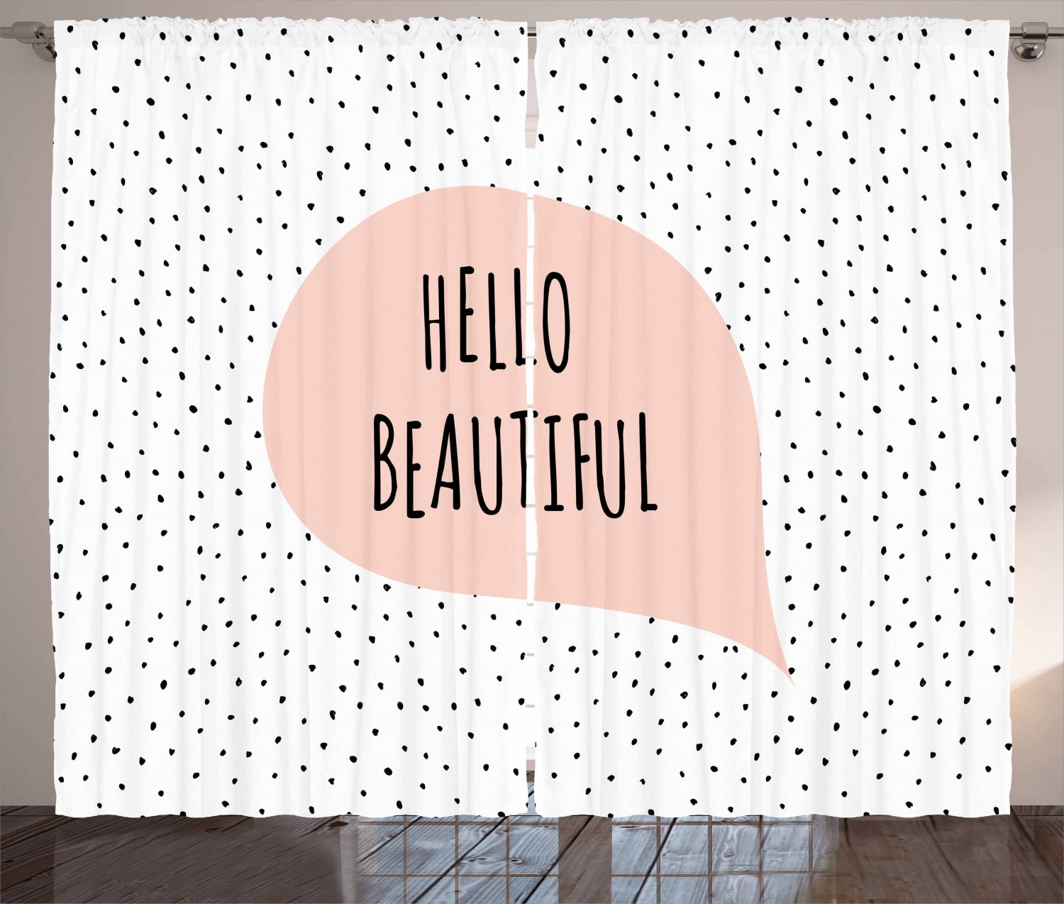 Ambesonne Hello Curtains 2 Panel Set, Romantic Message Pastel, 108" x ...