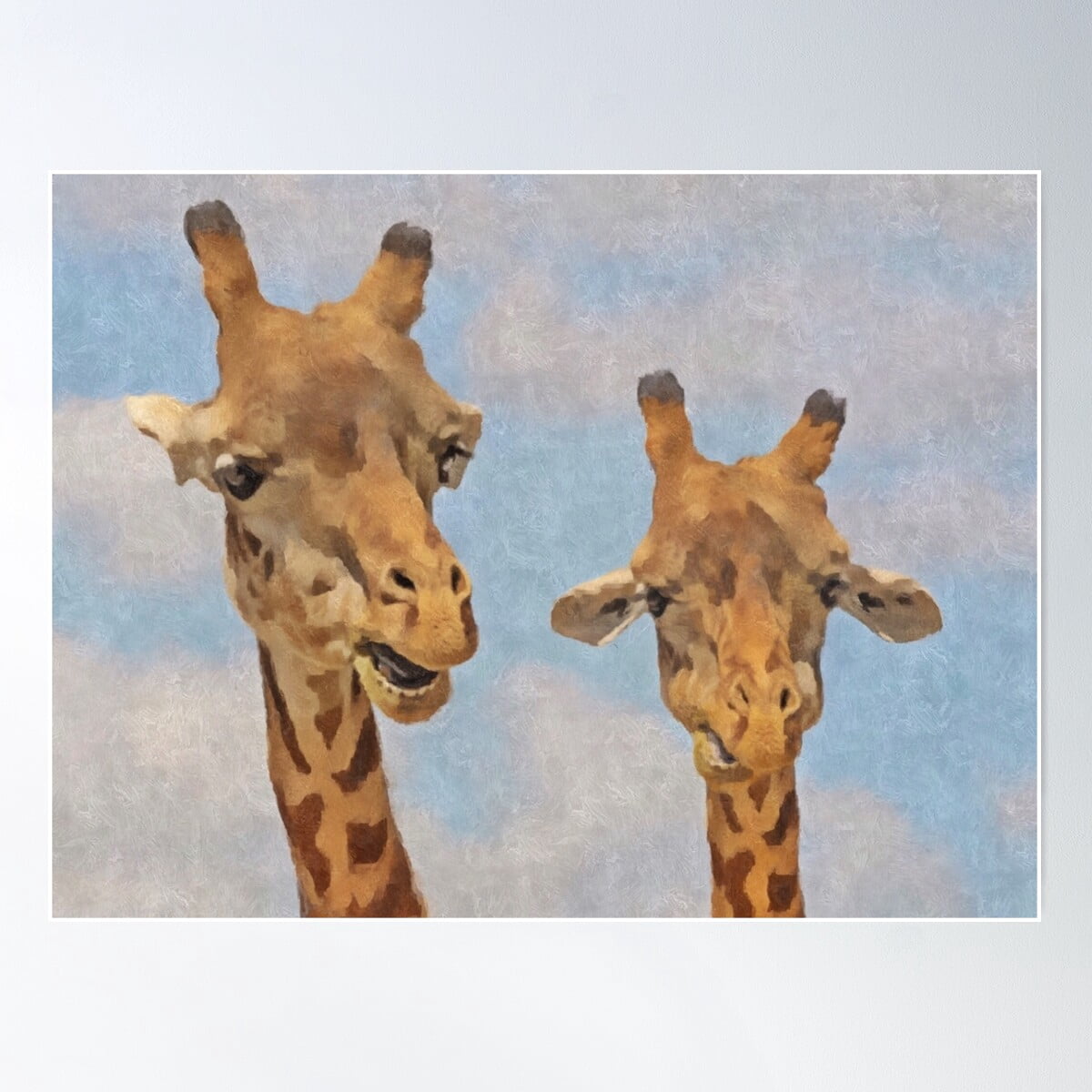 Hello Cute Little Giraffes Poster Wall Art, Modern Wall Decor For ...