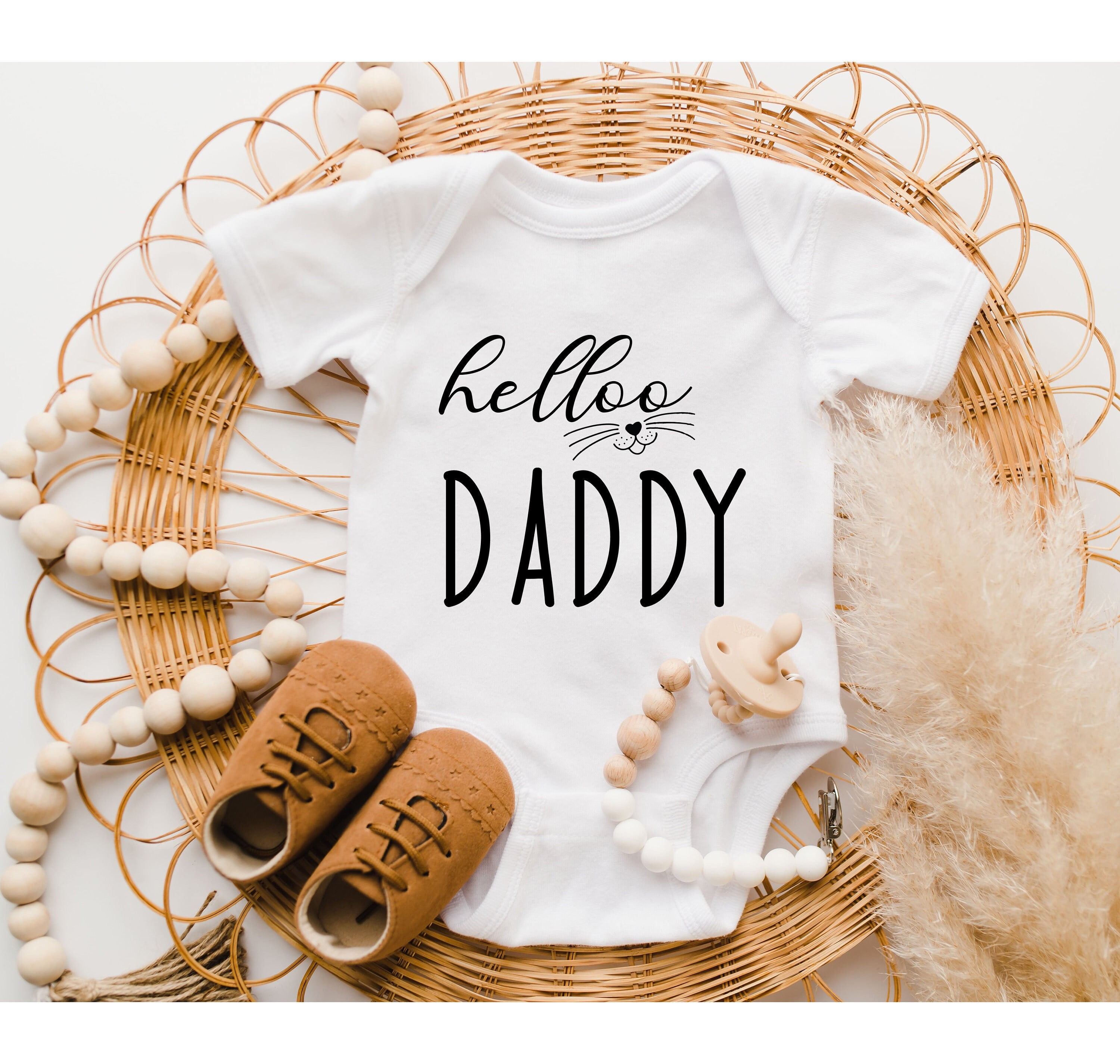 Hello Daddy Baby Onesie, Hi Daddy Mommy Announcement Onesie, Grandma ...