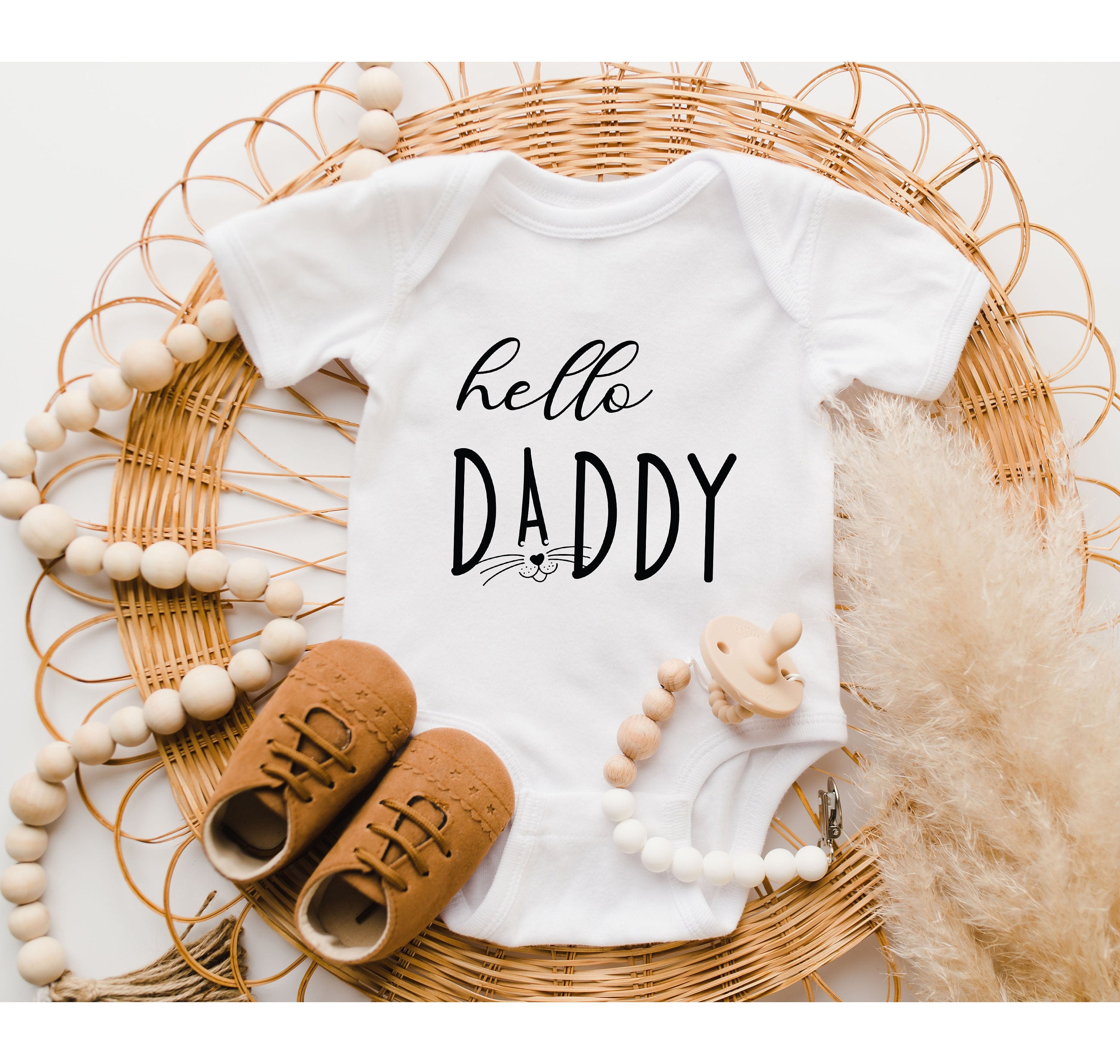 Hello Daddy Baby Onesie, Hi Daddy Mommy Announcement Onesie, Grandma ...