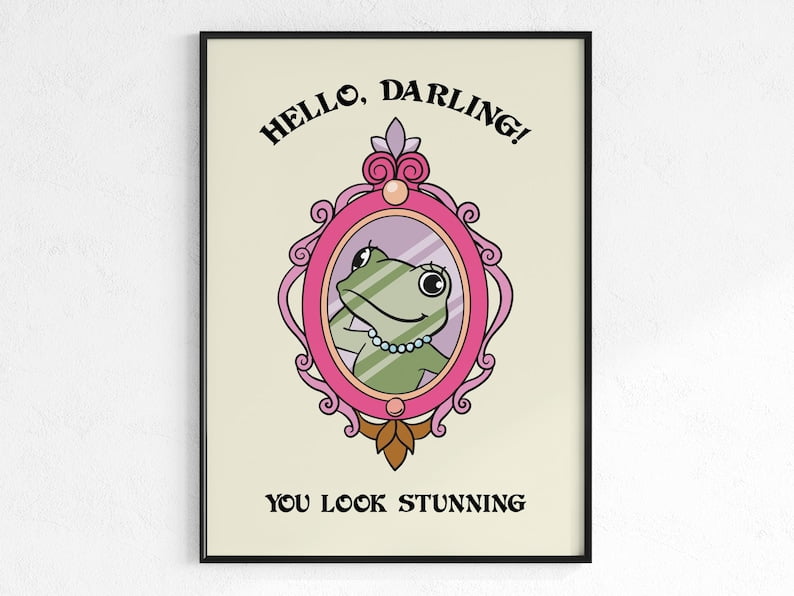 Hello Darling Frog Poster, Mental Health, Feminist Motivational Quote ...