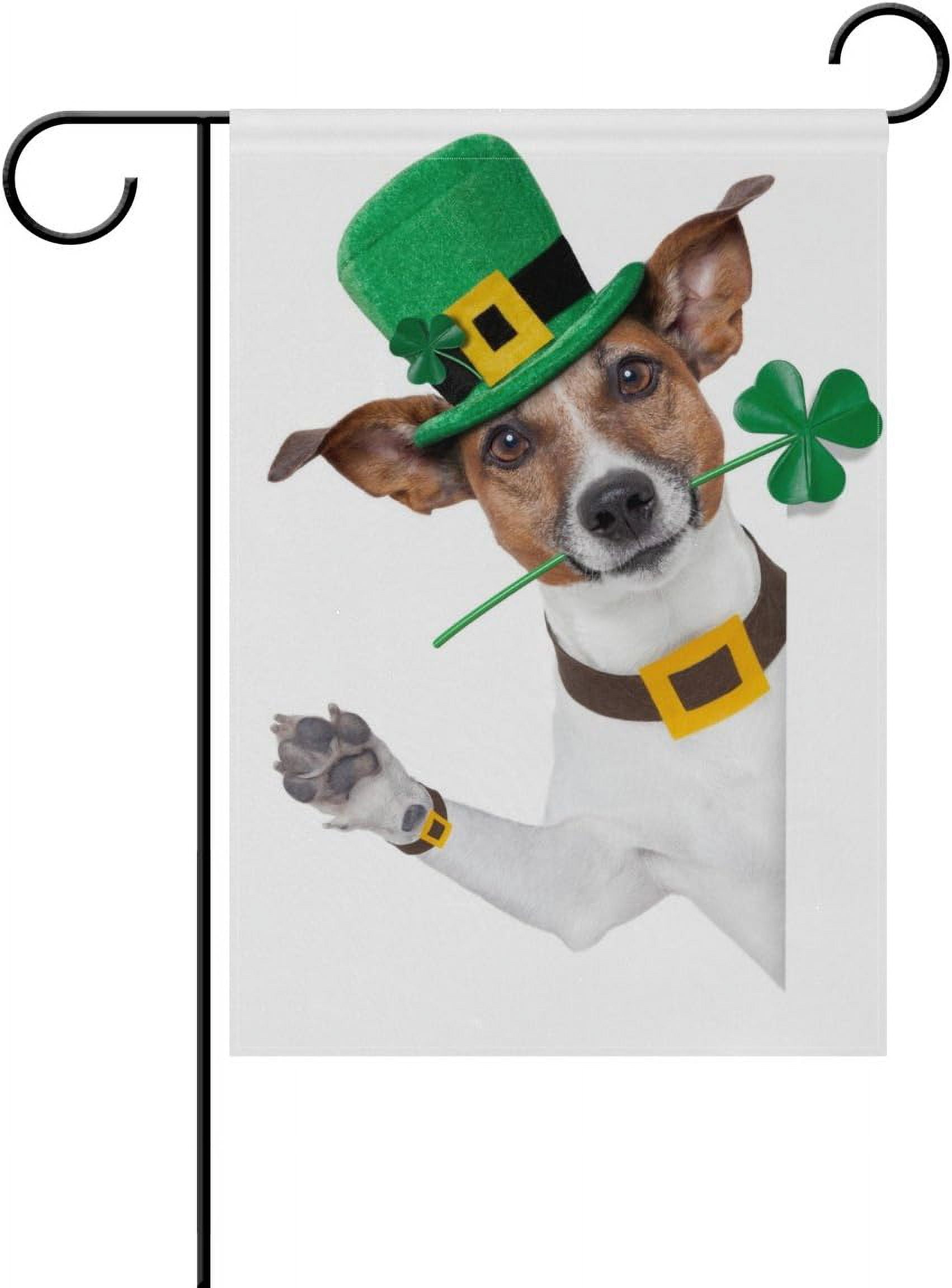 Hello Dog with Green Cap Garden Flag Vertical Double Sided Yard Outdoor ...