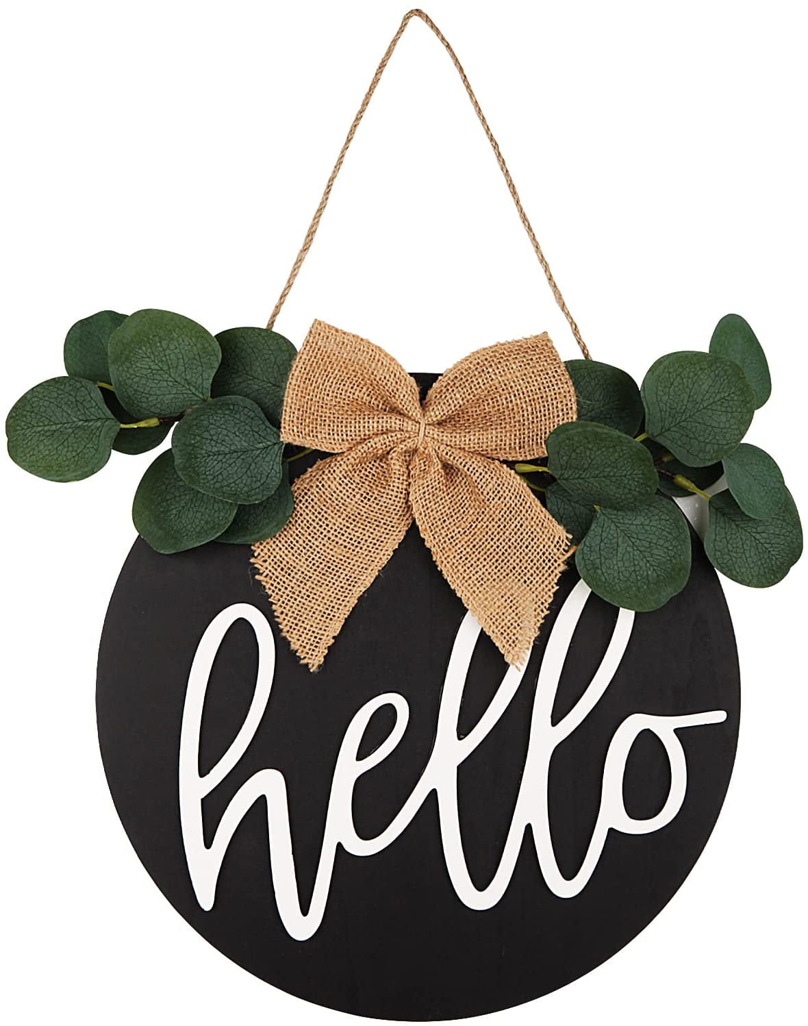 Hello Door Sign Front Door Decor Hanging Sign Rustic Wooden Hanging ...