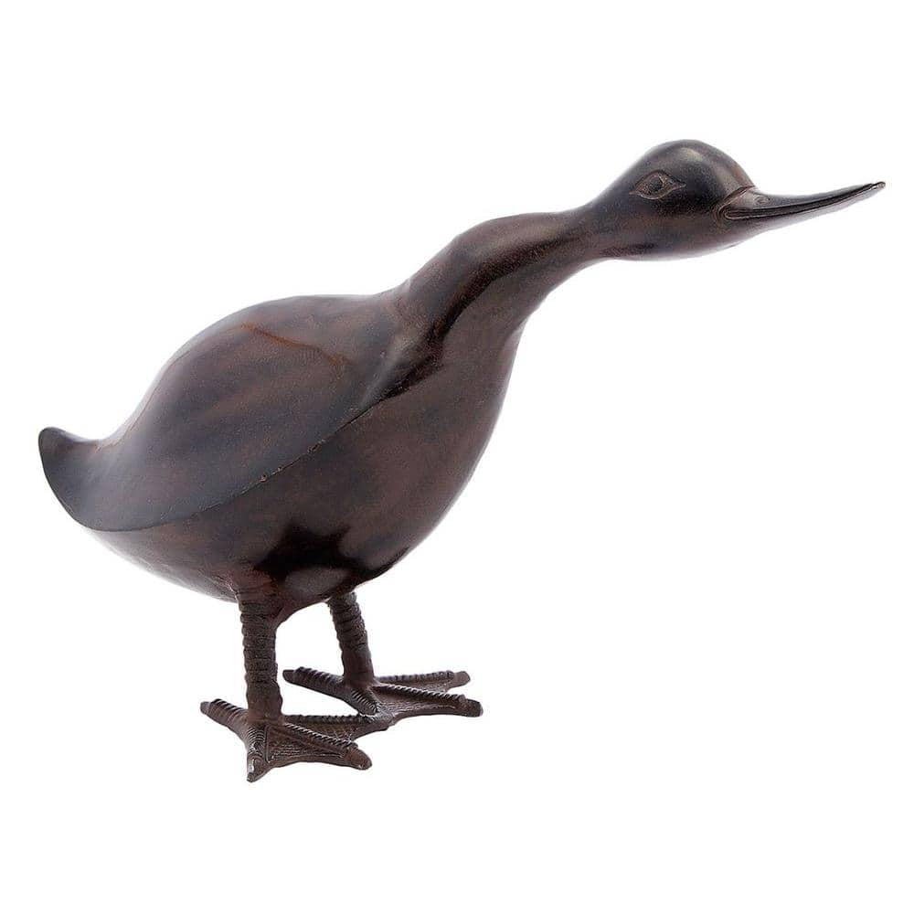Hello Duck With Extended Neck Outdoor Garden Statue, 13 in. Tall Bronze ...