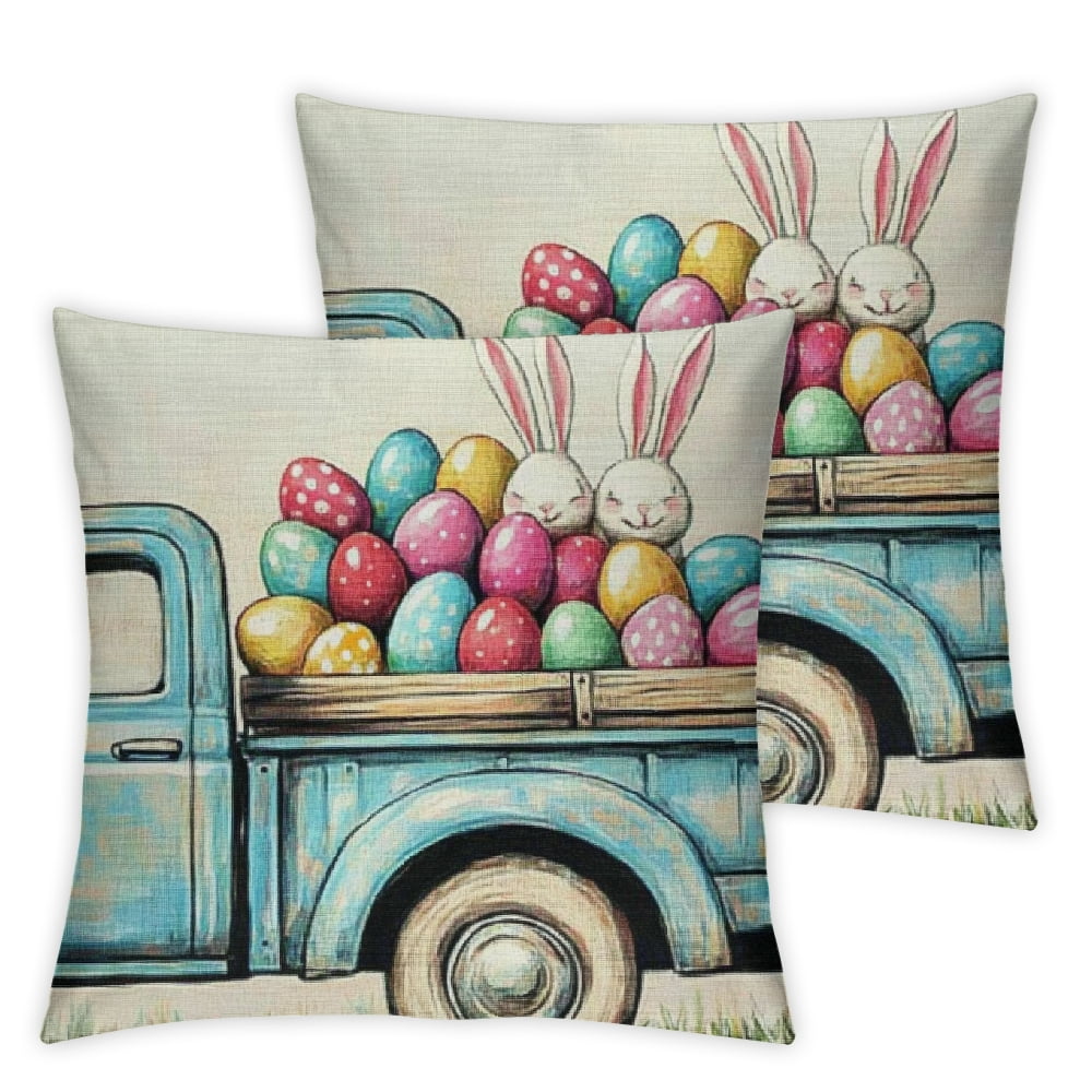 Hello Easter Bunny Decorative Throw Pillow Covers, Welcome Peeps Rabbit ...