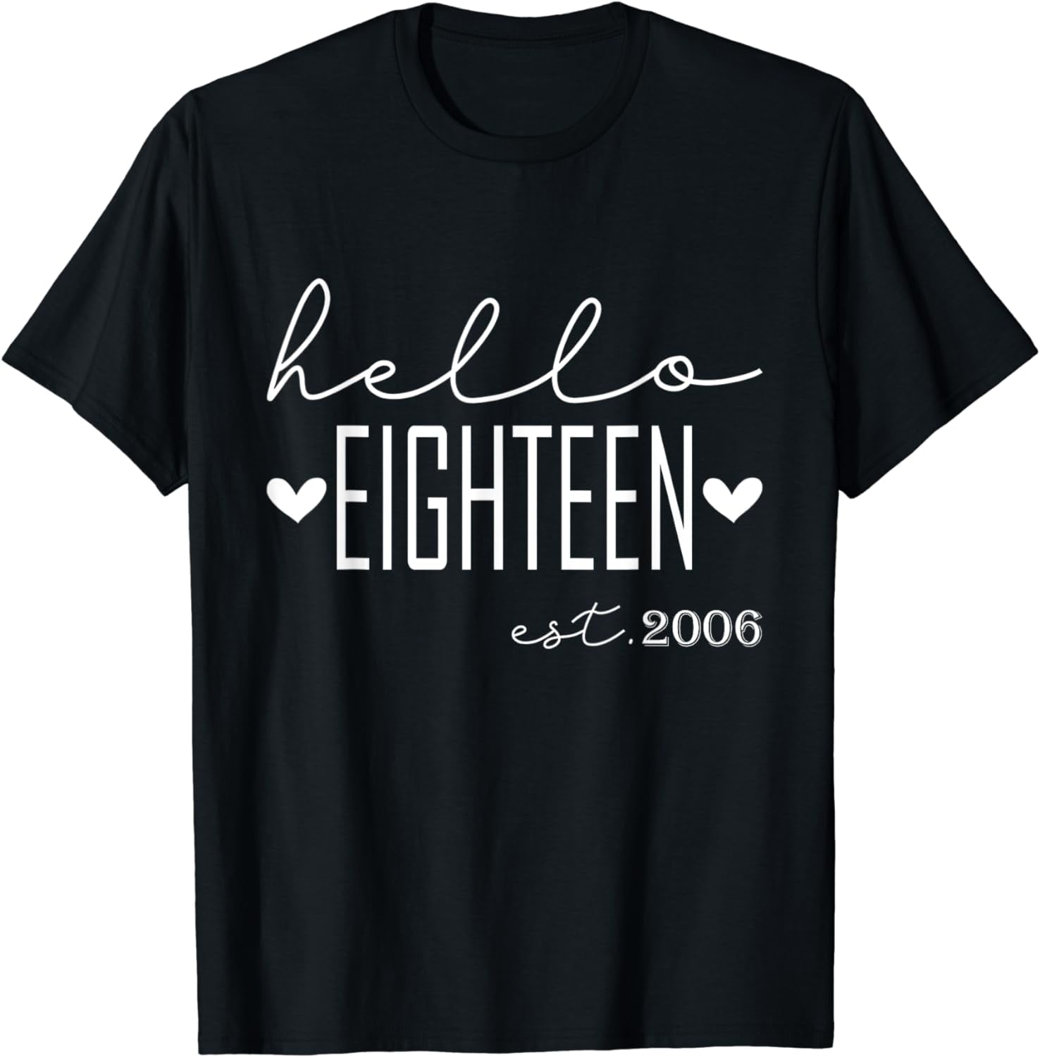 Hello Eighteen Est 2006 18 Years Old 18th Birthday Men Women T-Shirt ...