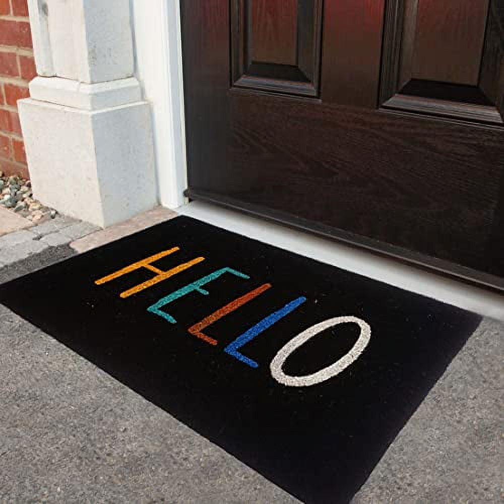 "Hello" Entryway Door Mat, 100% Coconut Coir, Black, FW-326 - Walmart.com